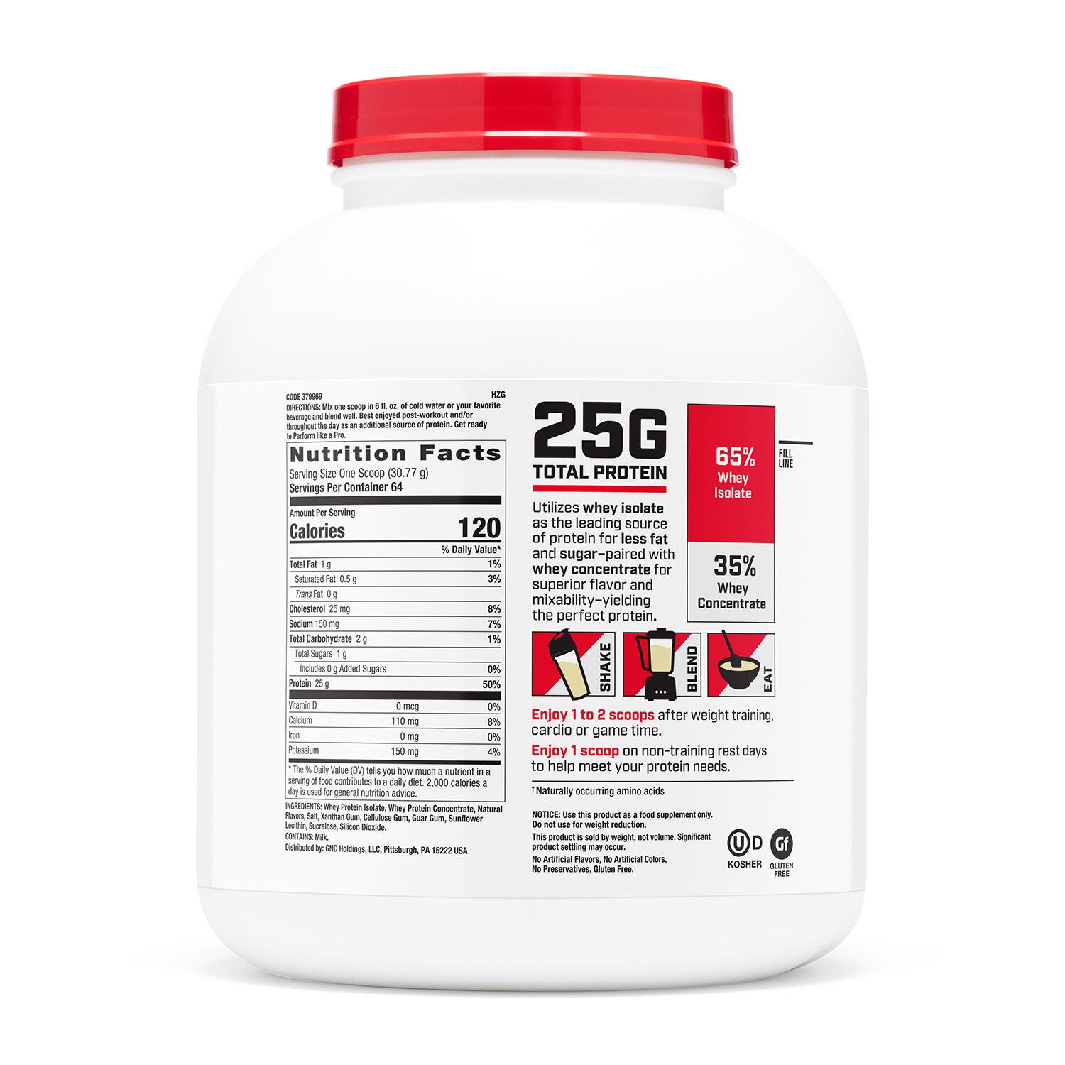 GNC Pro Performance® - 100% Whey 2.0 - Vanilla Cream (64 Servings) | GNC