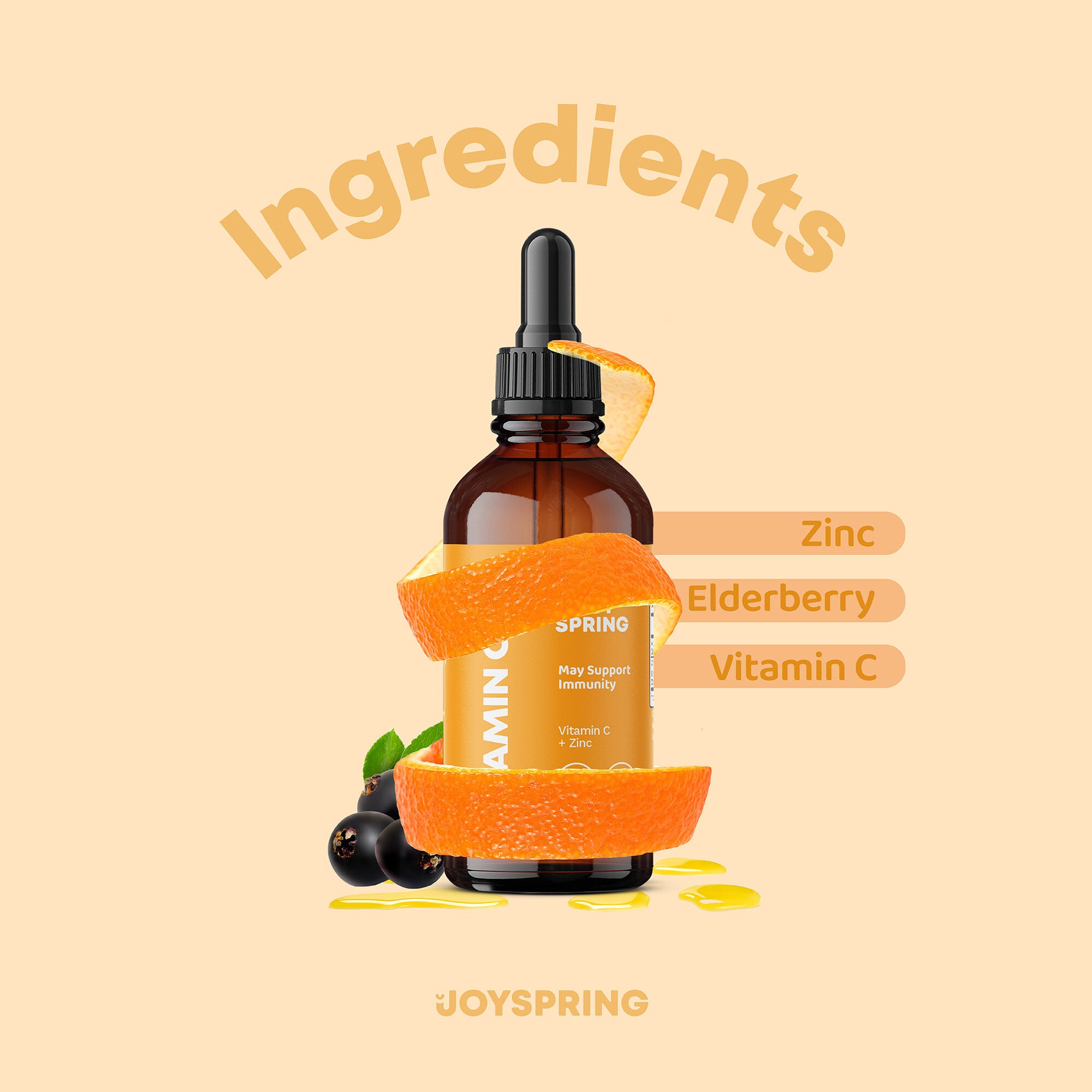 Joy Spring - Vitamin C for Adults & Kids with Elderberry and Zinc ...