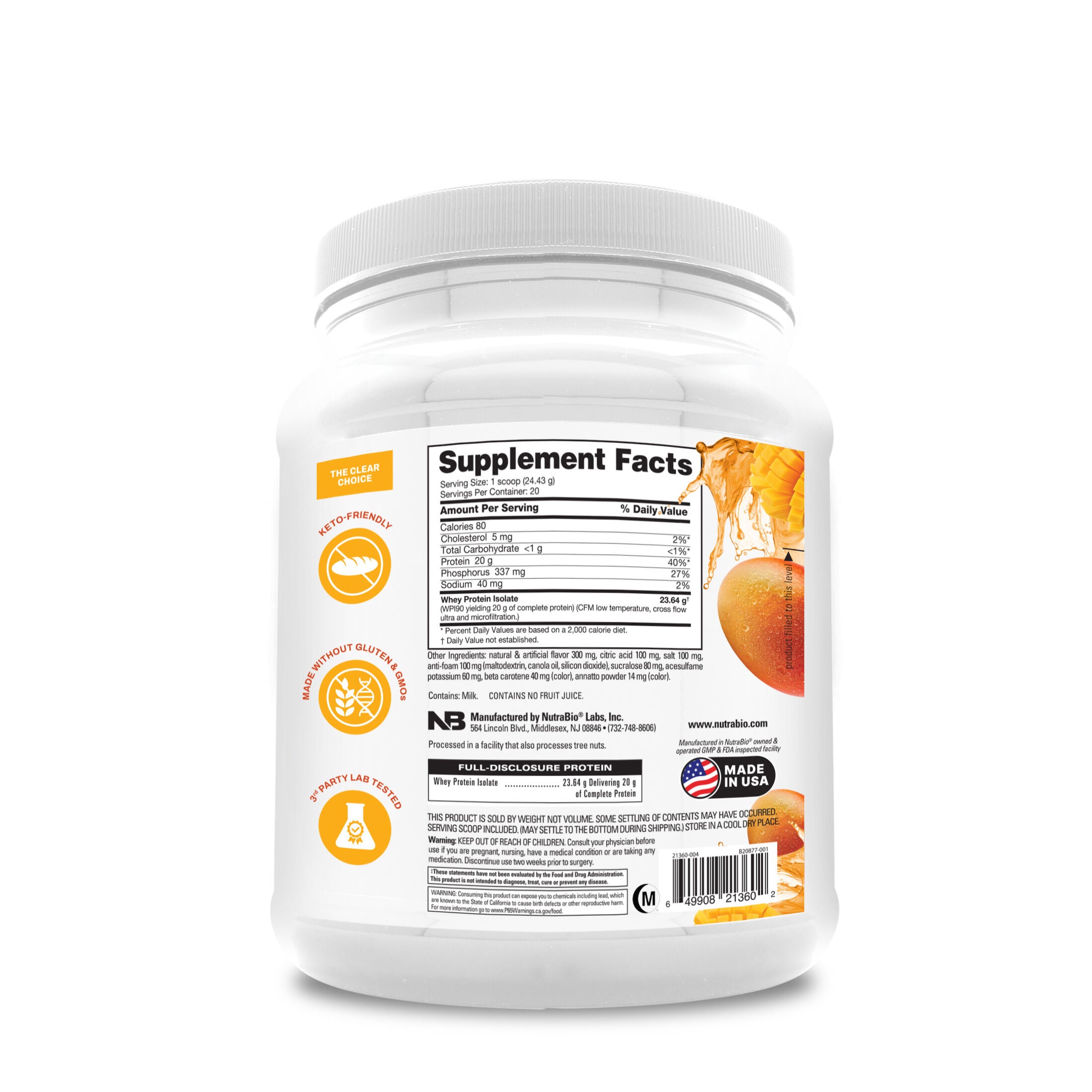NutraBio® - Clear Whey Protein Isolate - Mango Mist (20 Servings) | GNC