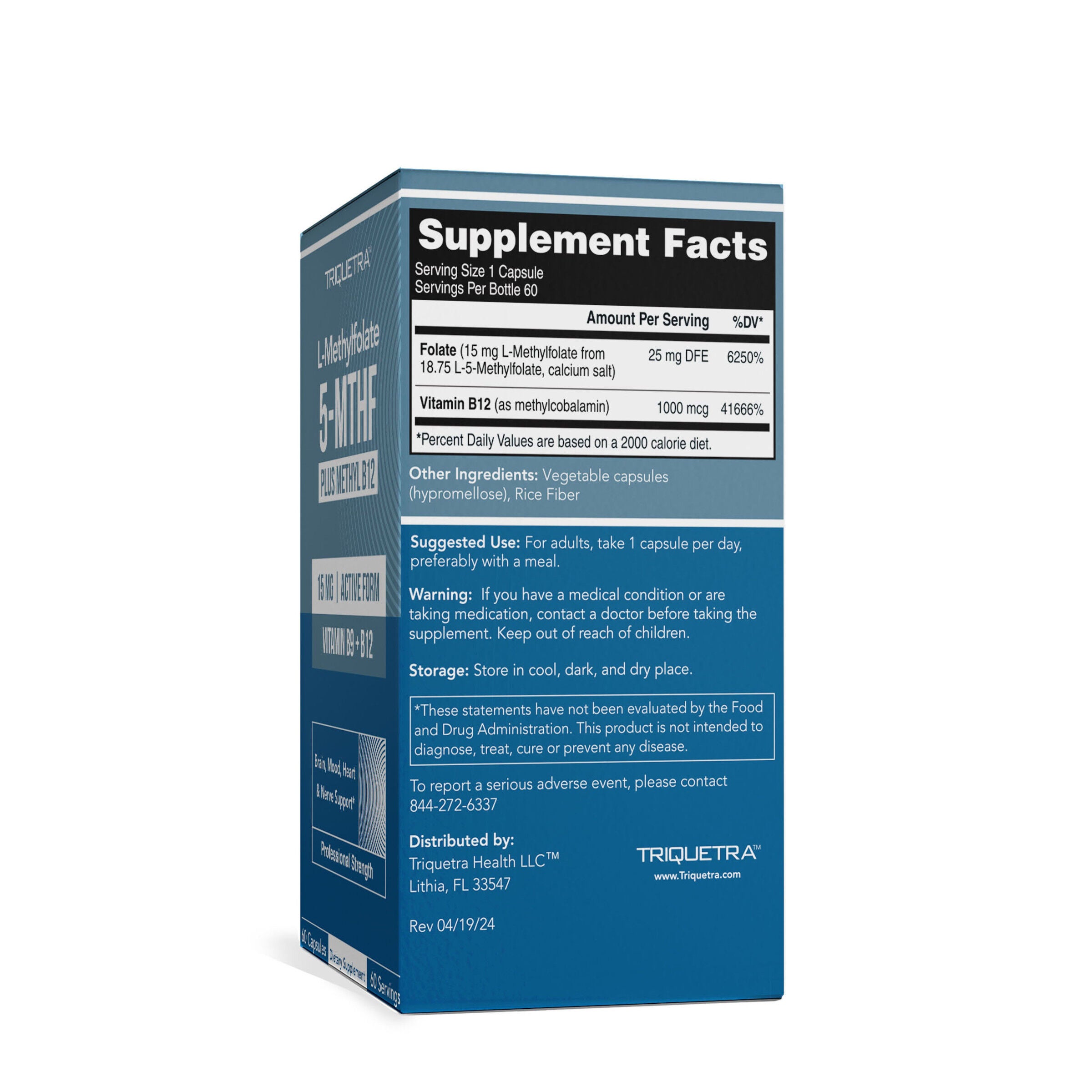 Triquetra - L-Methylfolate 5-MTHF 15mg - 60 Capsules (60 Servings) | GNC