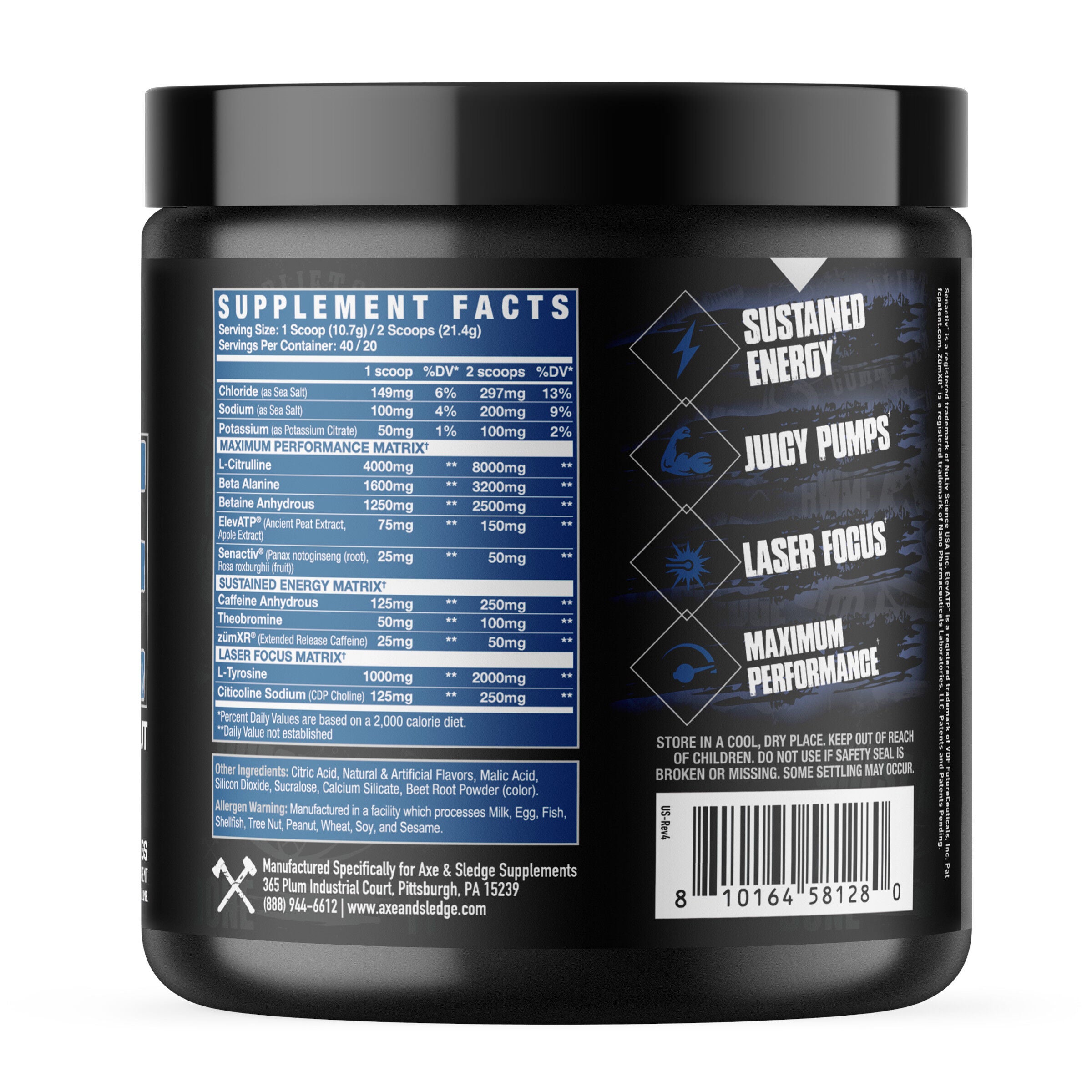 Axe & Sledge Supplements™ - Intake All-In-One Pre-Workout - Deadlifts & Gummy Bears (40 Servings ...