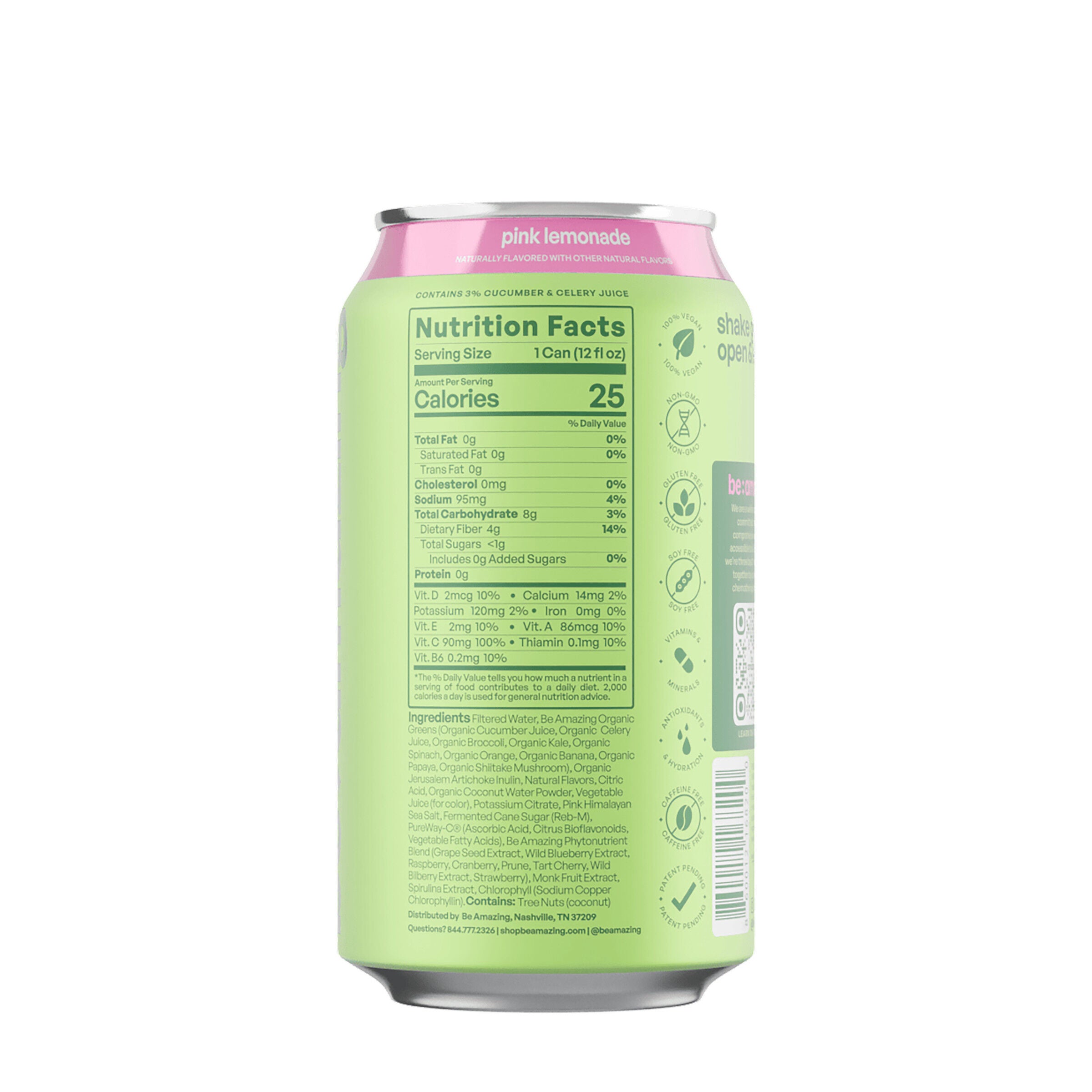 Be Amazing - Greens RTD - Pink Lemonade - 12 fl oz (8 Cans) | GNC