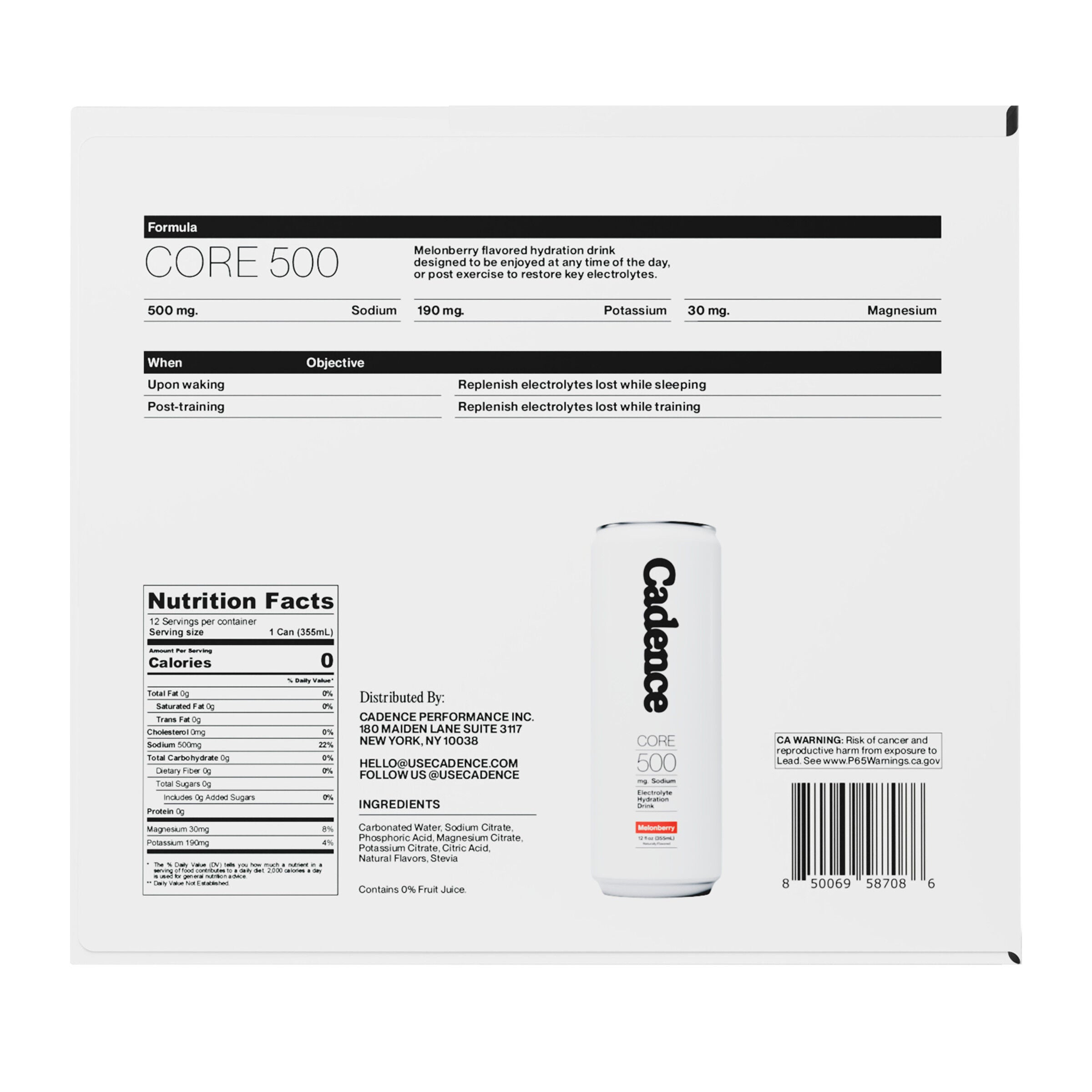 Cadence - Core Electrolyte Hydration Drink - Melonberry - 12 fl oz (12 ...