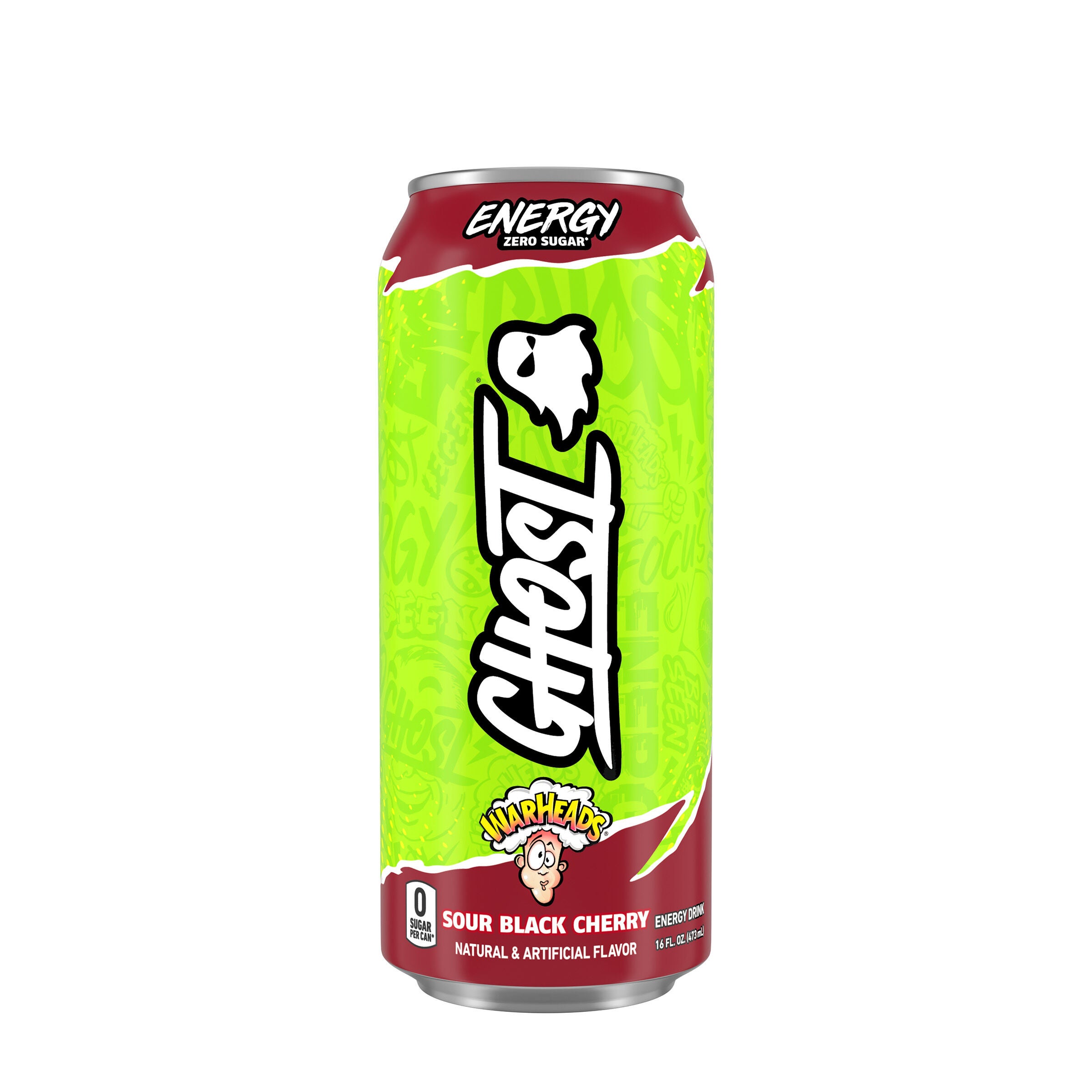 GHOST® - Energy Drink - Warheads Sour Black Cherry - 16oz. (12 Cans) | GNC