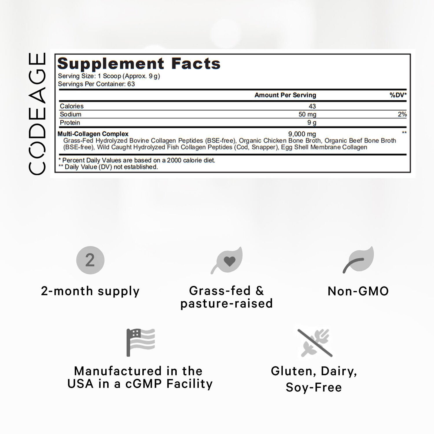 Codeage Multi Collagen Peptides - Unflavored 63 Servings | GNC