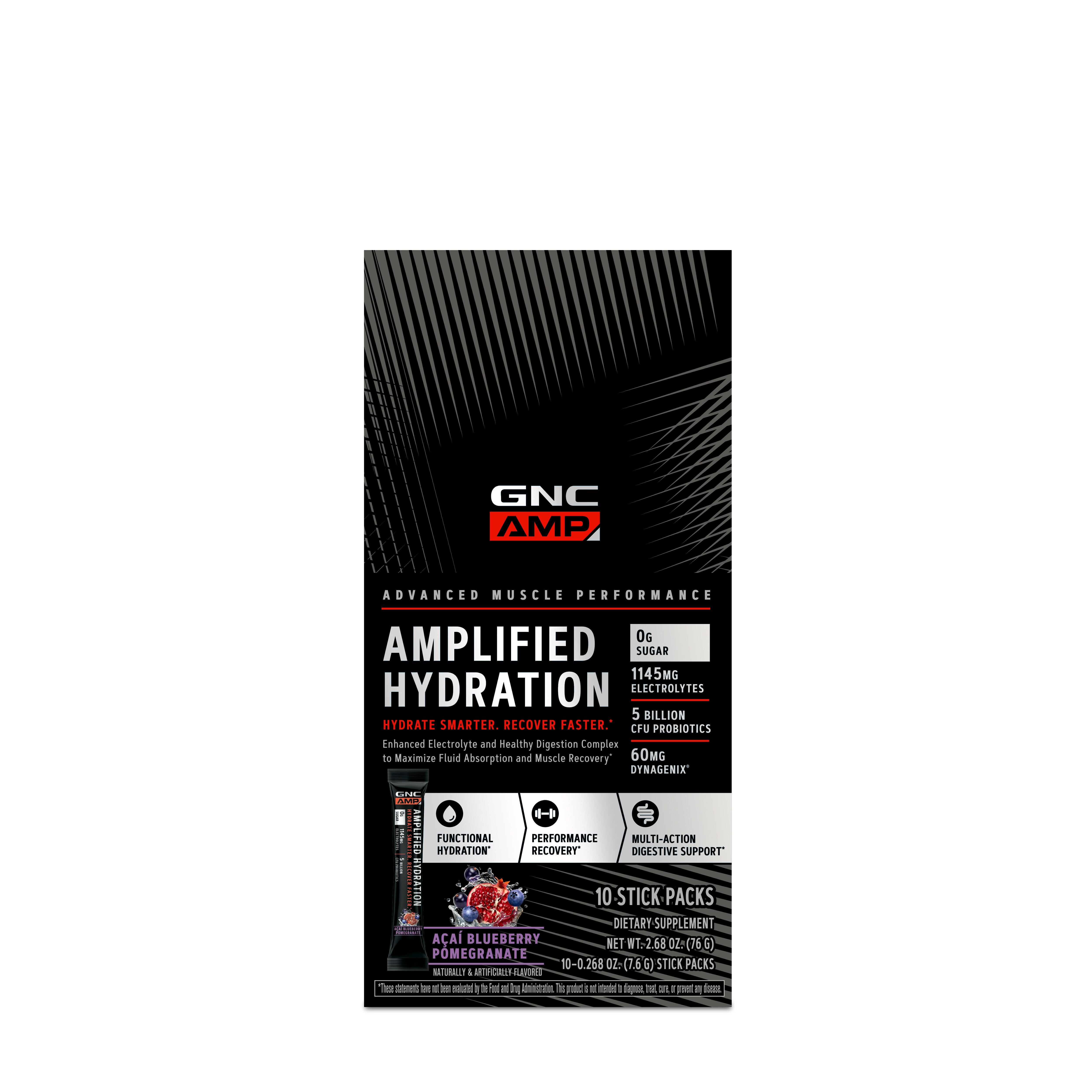 GNC AMP Amplified Hydration - Acai Blueberry Pomegranate - 12 Stick Pack | GNC