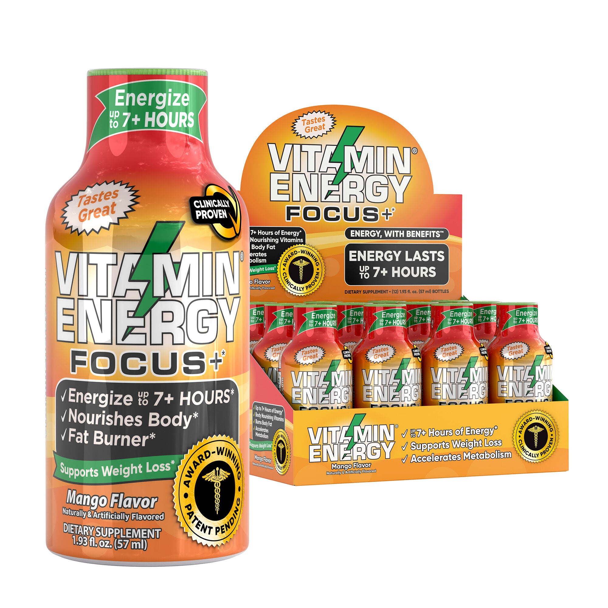 Vitamin Energy® Focus + Energy with Benefits - Mango - 12 Bottles | GNC