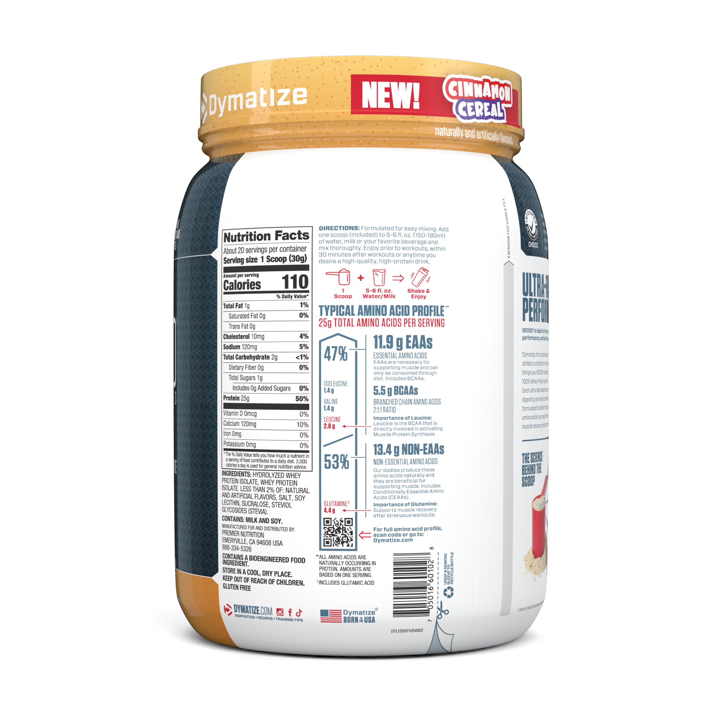 Dymatize® - ISO 100® Hydrolyzed Protein - Cinnamon Cereal (20 Servings ...