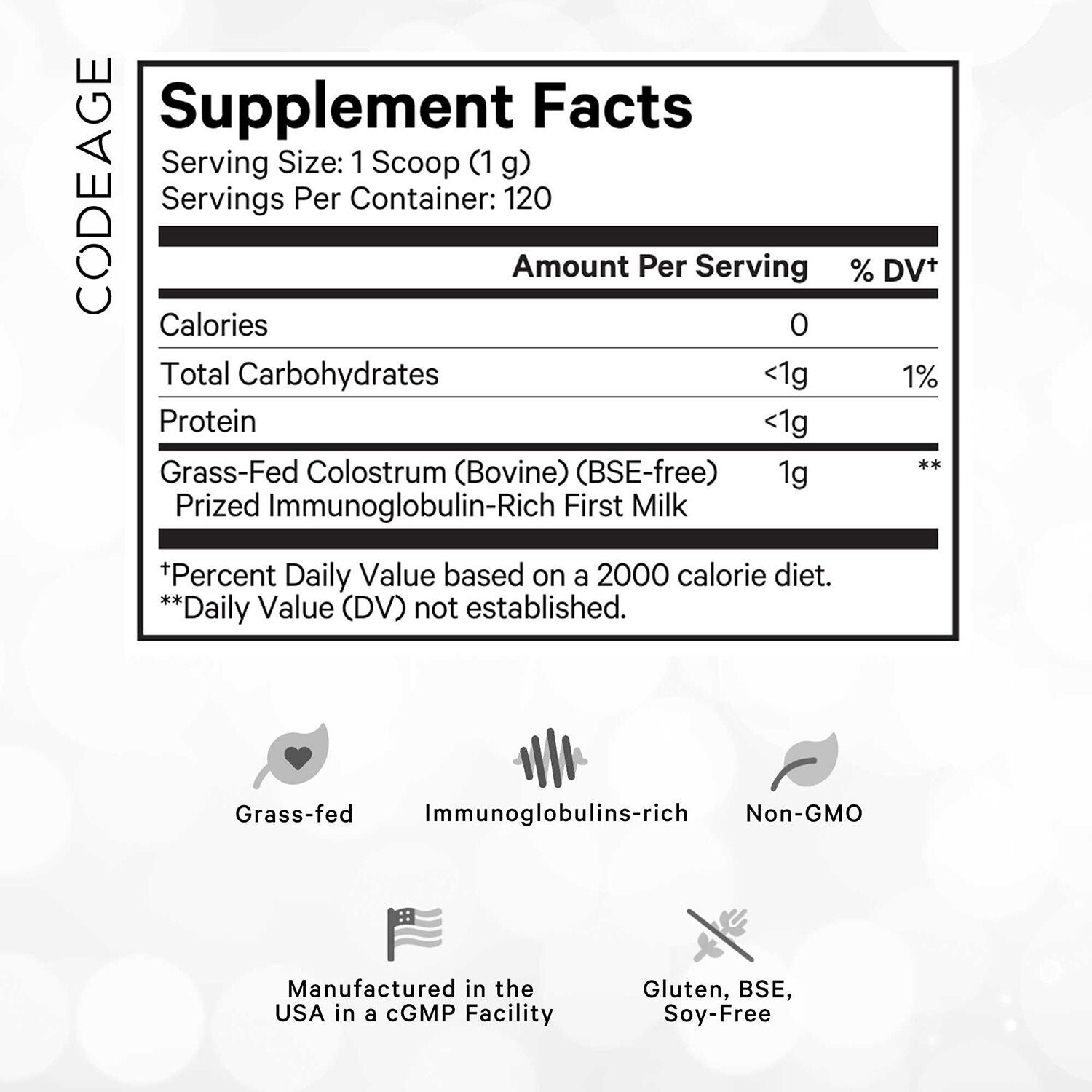 Codeage Bovine Colostrum Powder - Unflavored - 4.3 oz. (120 Servings) | GNC