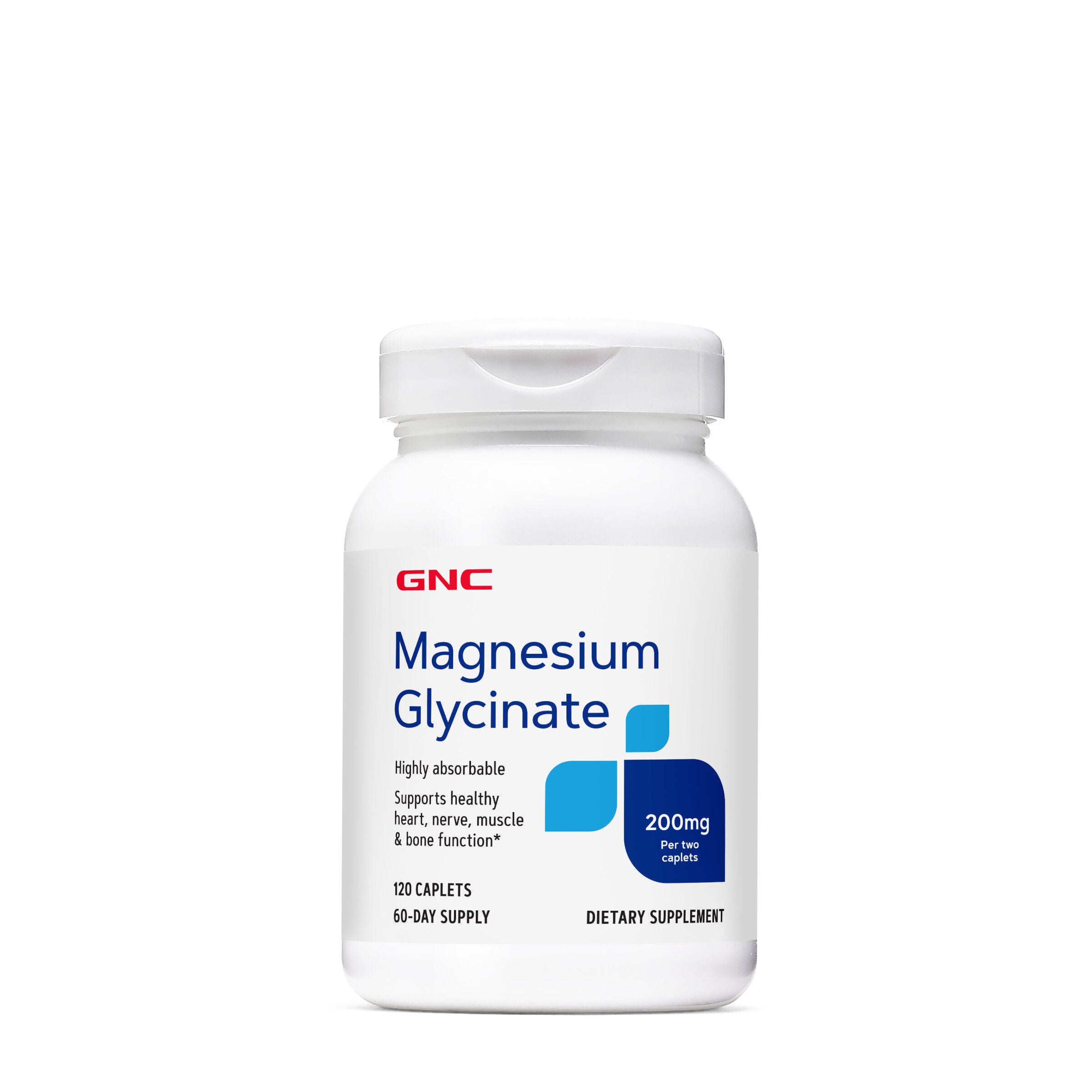 GNC - Magnesium Glycinate 200mg - 120 Caplets (60 Servings) | GNC