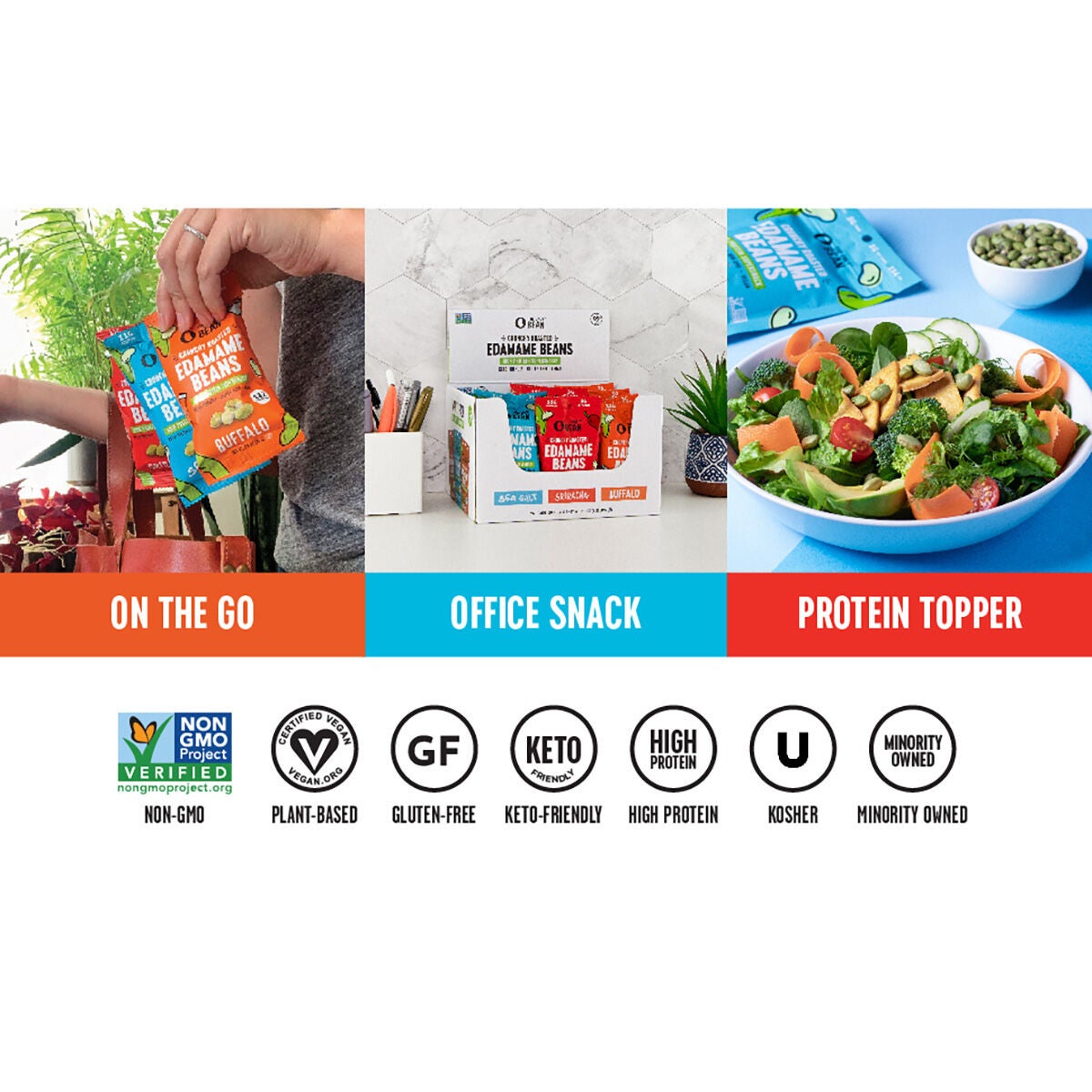 The Only Bean - Crunchy Roasted Edamame Beans - Variety Pack - 24 Bags ...