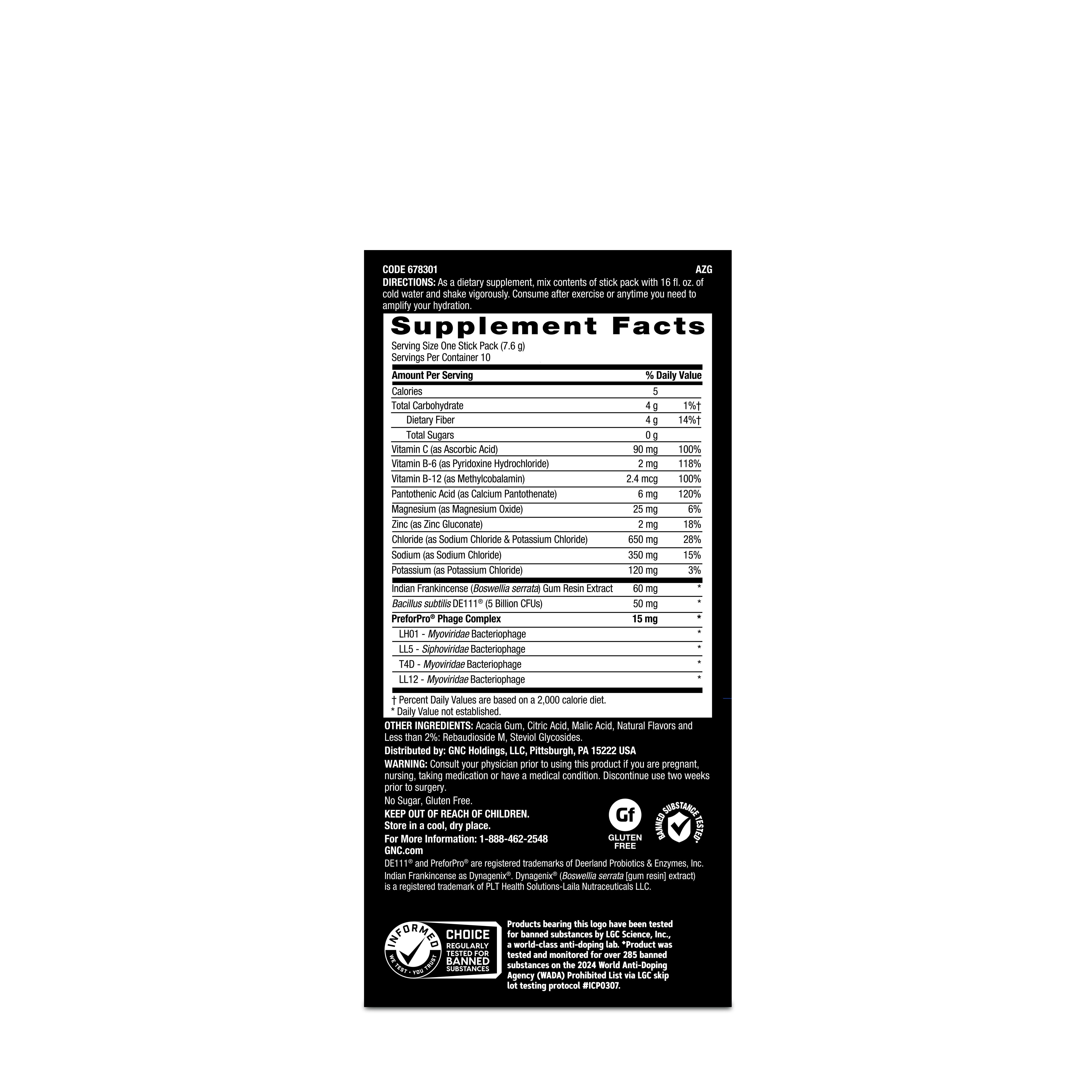 GNC AMP Amplified Hydration - Acai Blueberry Pomegranate - 12 Stick Pack | GNC