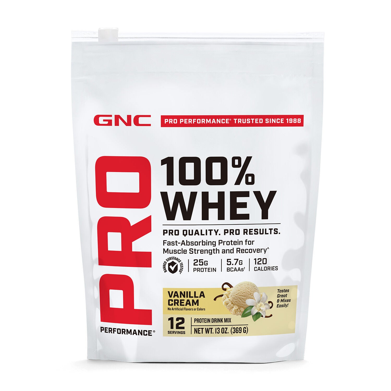 GNC Pro Performance® - 100% Whey Protein V2 - Vanilla Cream (12 Servings) | GNC