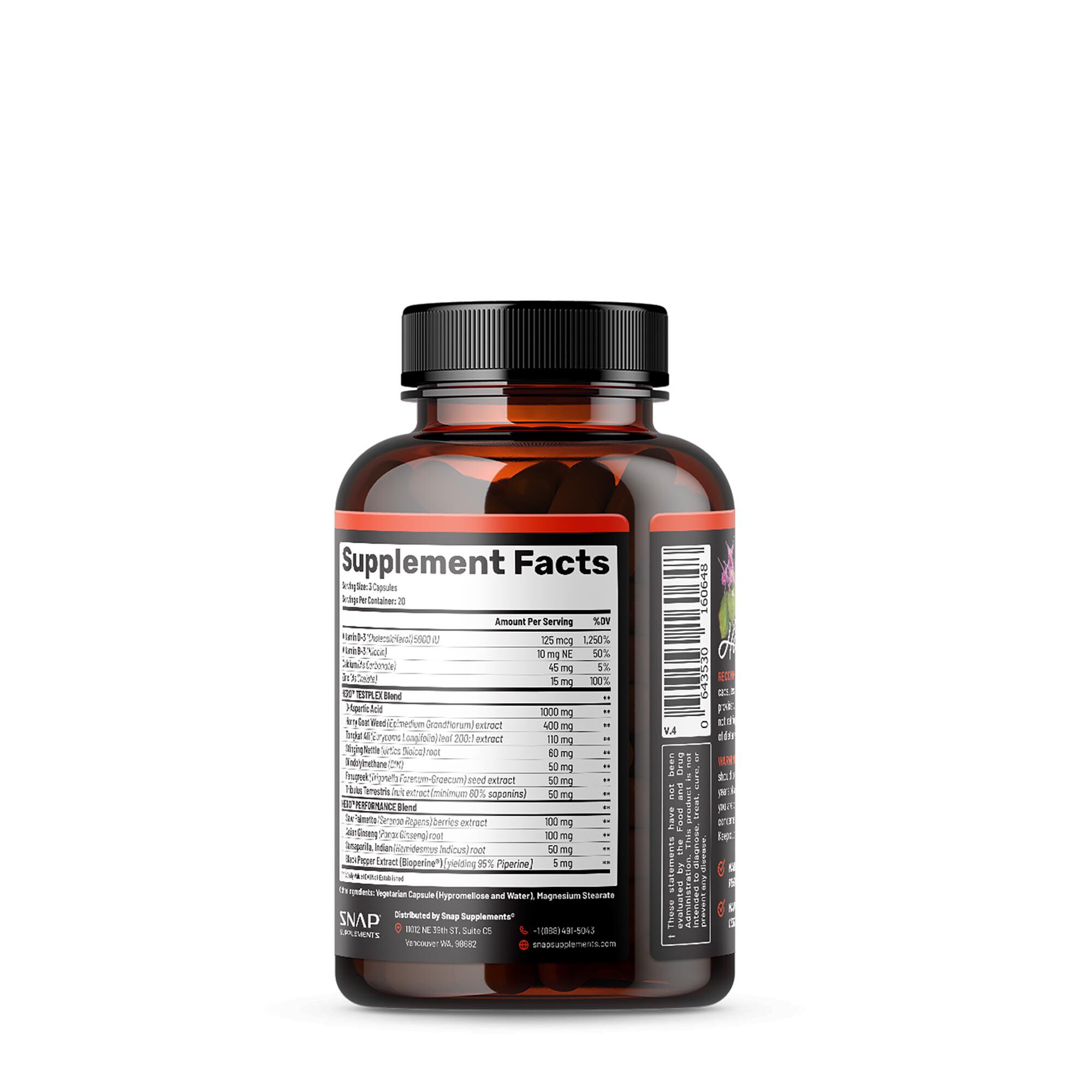 Snap® Supplements Testo Booster 60 Capsules Gnc