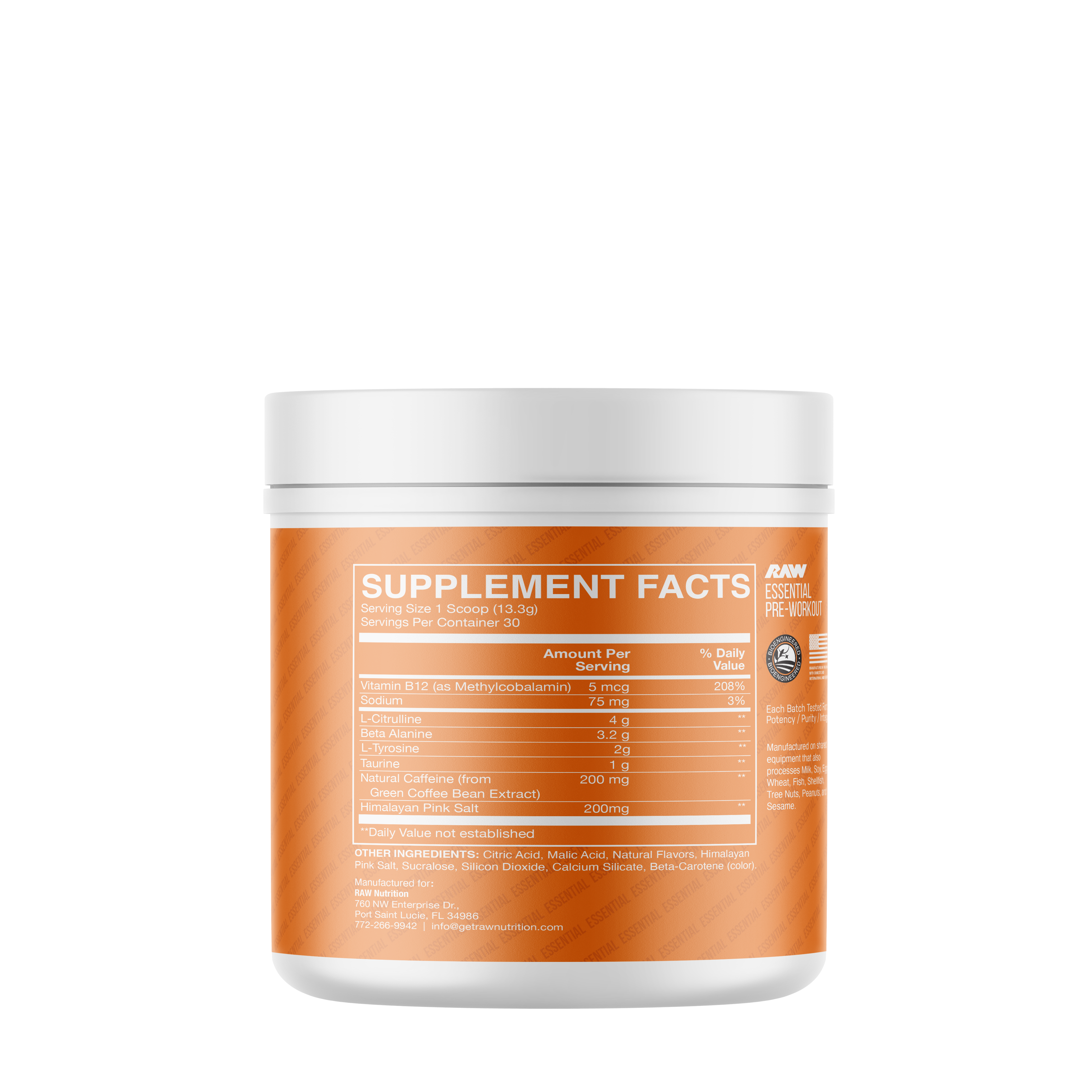 Raw Nutrition - Essential Pre-Workout - Orange (30 Servings) | GNC