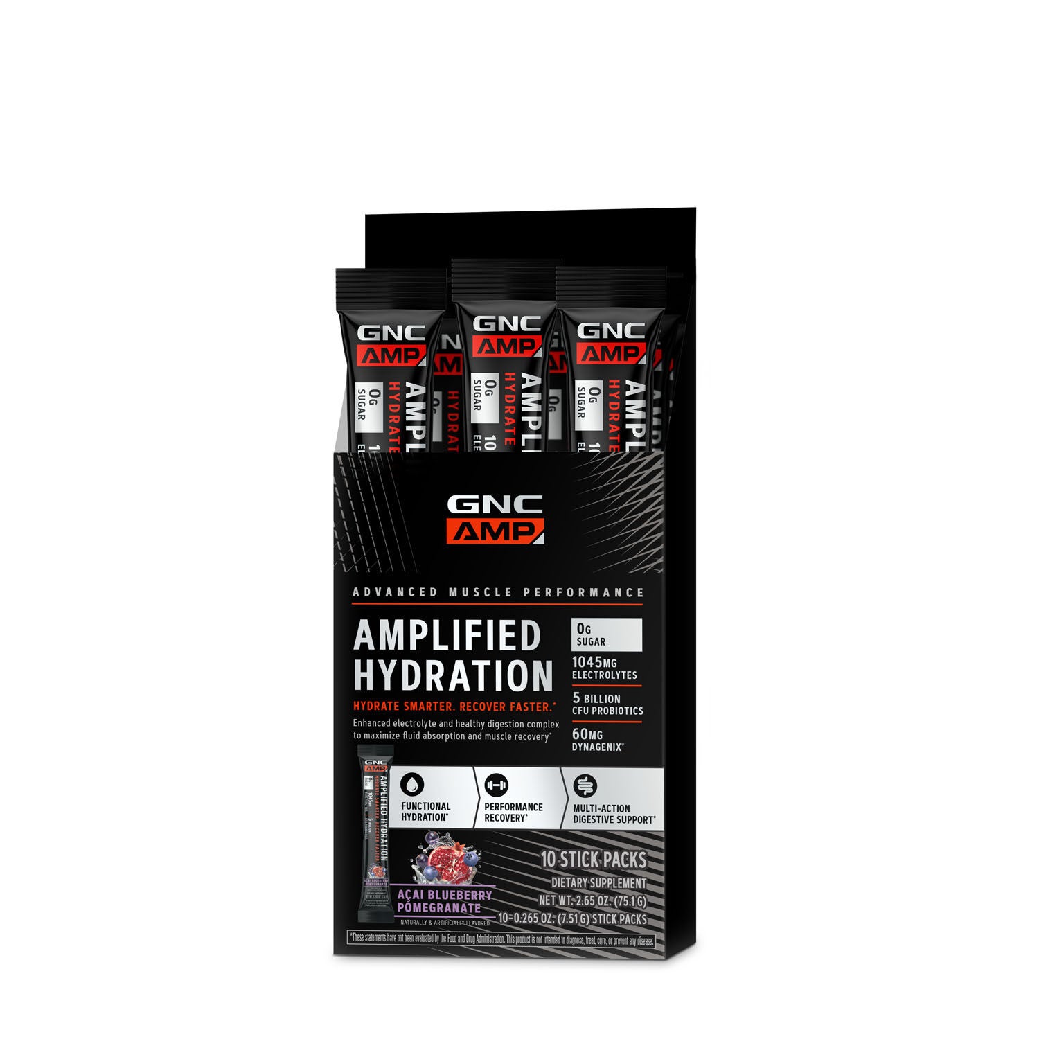 Amplified Hydration - Acai Blueberry Pomegranate - 10 Stick Packs Acai Blueberry Pomegranate | GNC