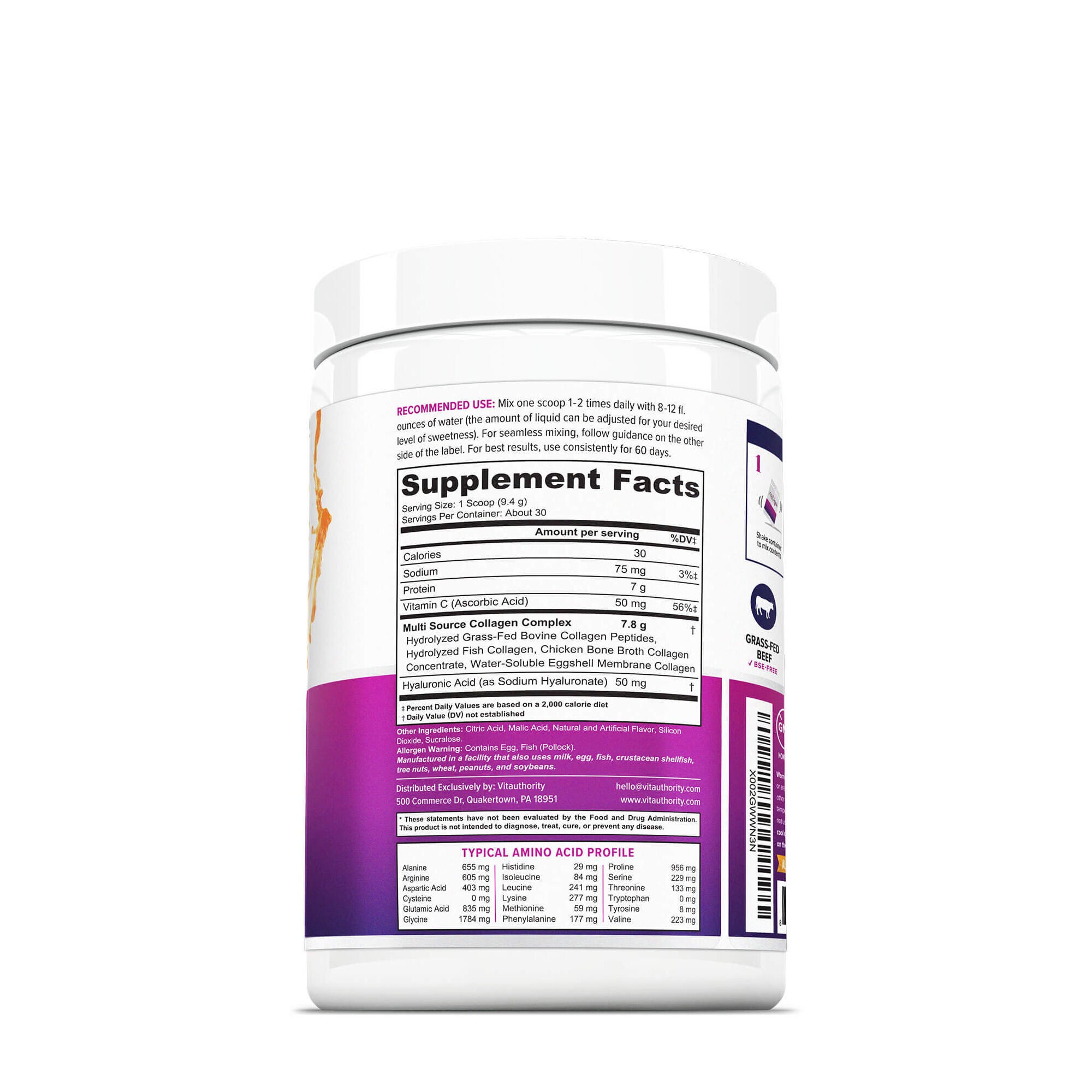 Vitauthority - Multi Collagen Protein Powder - Tropical Punch (30 ...