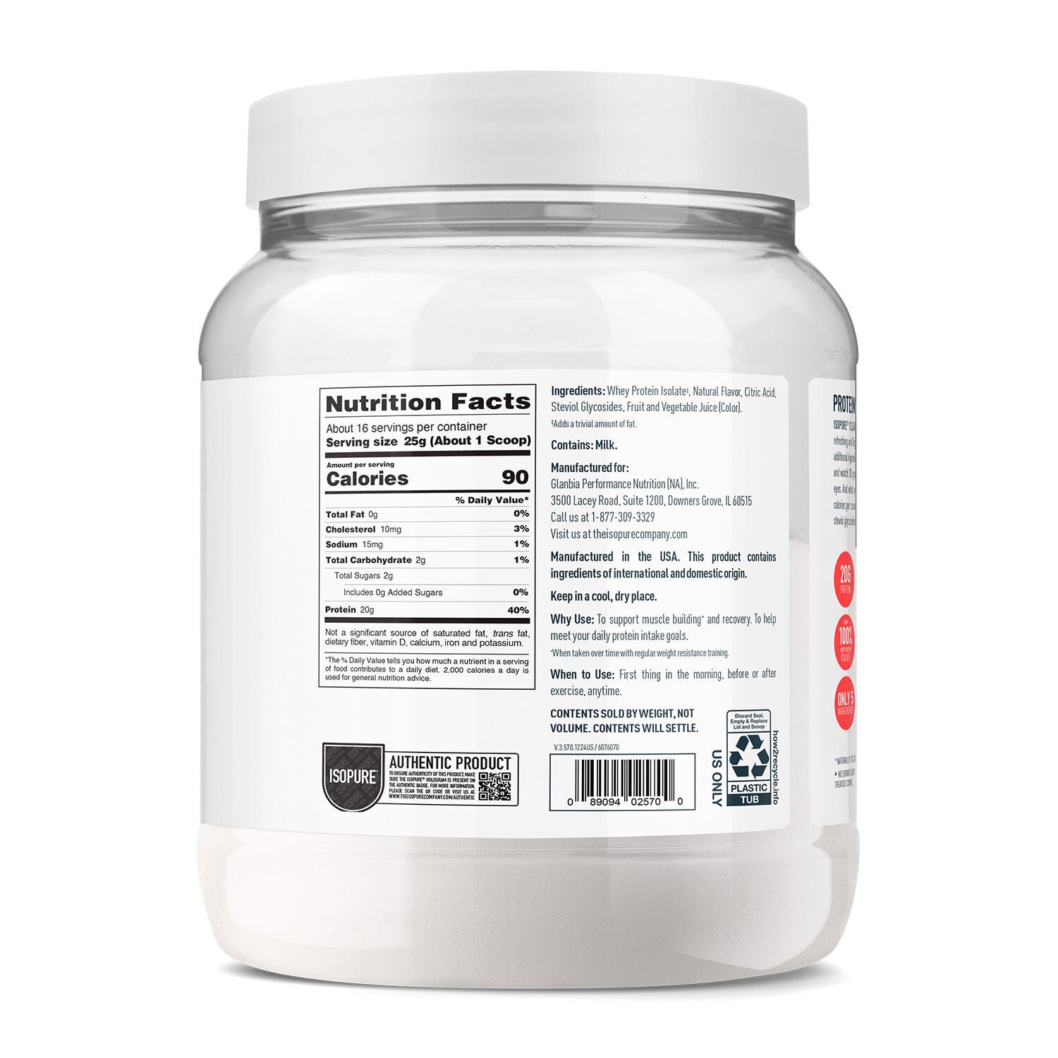 Isopure® - Clear Protein Powder - Watermelon Lime (16 Servings) | GNC
