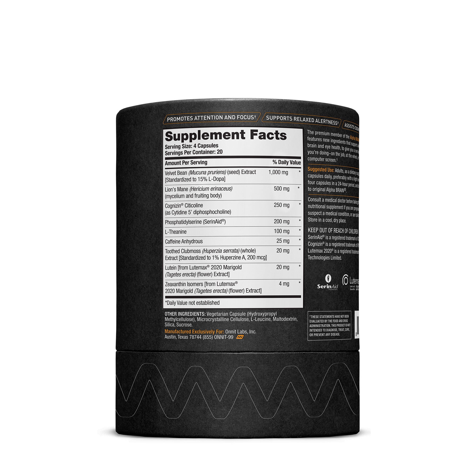 Onnit - Alpha Brain® Black Label - 80 Capsules | GNC