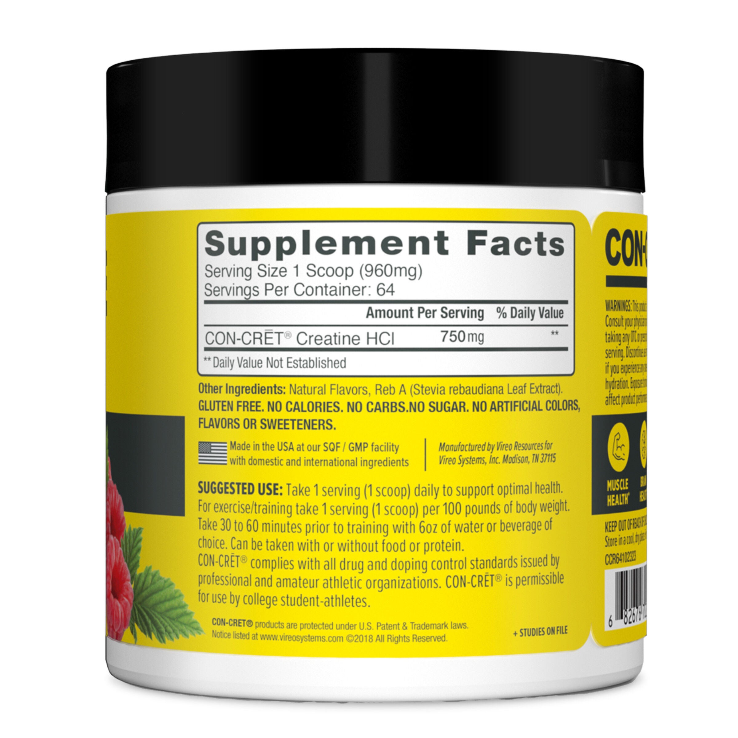 CON-CRET®- Creatine HCl Powder - Raspberry (64 Servings) | GNC