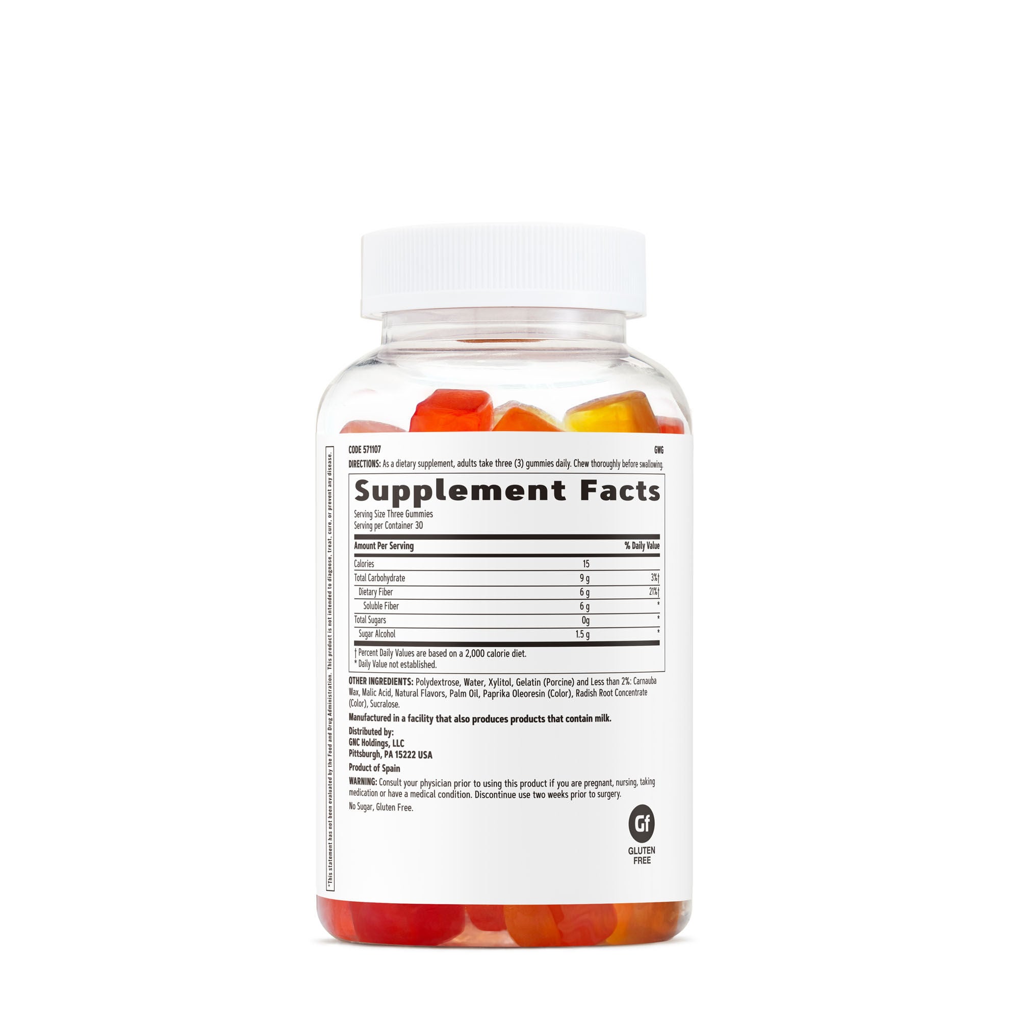 GNC - Fiber Gummy - Mixed Fruit - 90 Gummies (30 Servings) | GNC