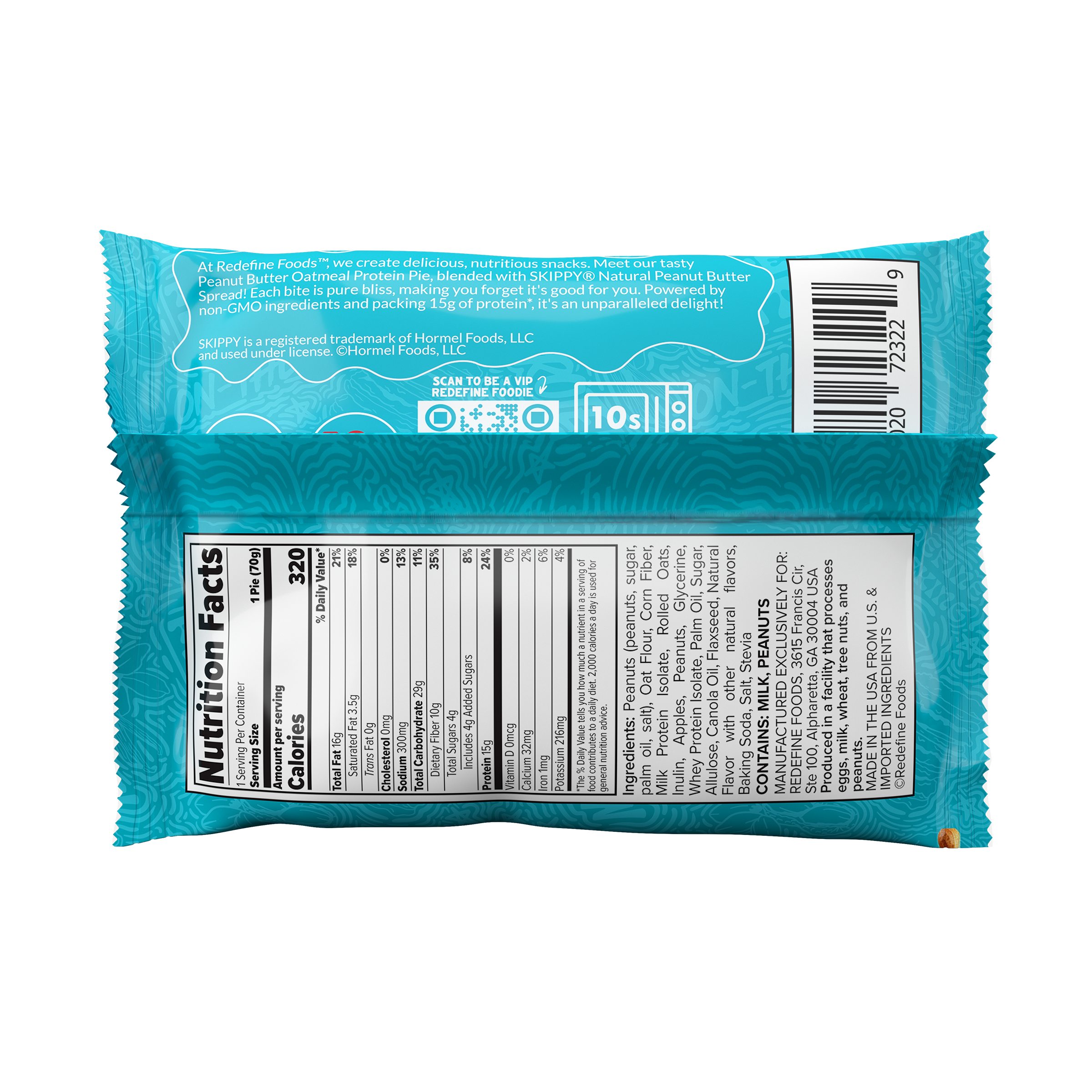 Redefine Foods - Skippy Oatmeal Protein Pie - Peanut Butter (8 Pies) | GNC