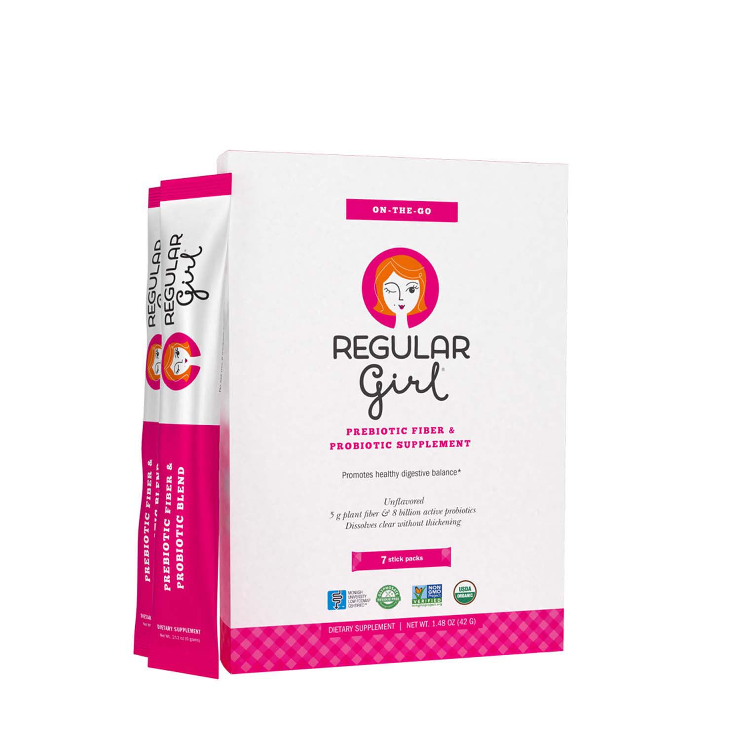 Regular Girl Prebiotic Fiber and Probiotic Supplement - Unflavored (7 ...