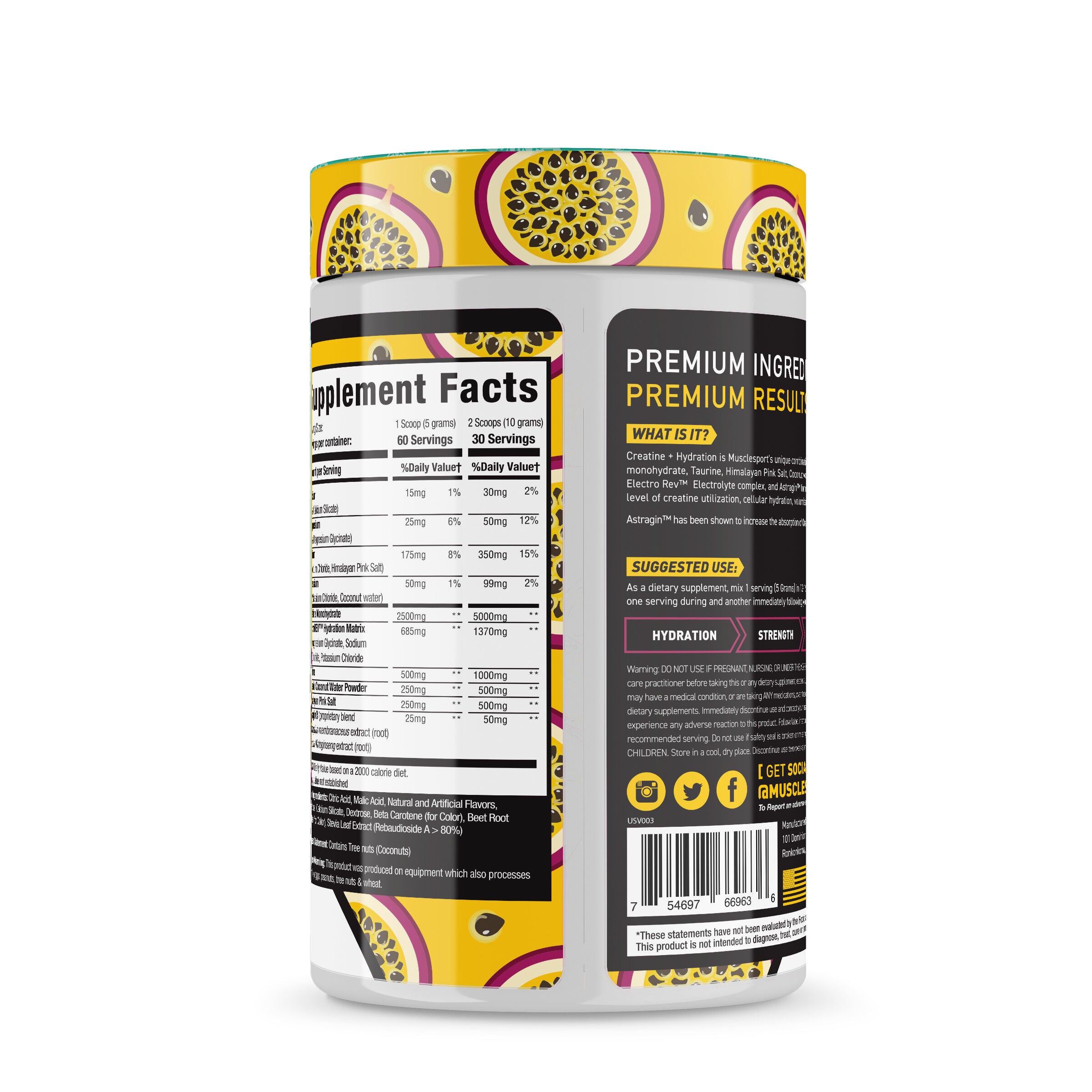 MuscleSport - Creatine and Hydration - Passion Fruit Punch (60 Servings ...