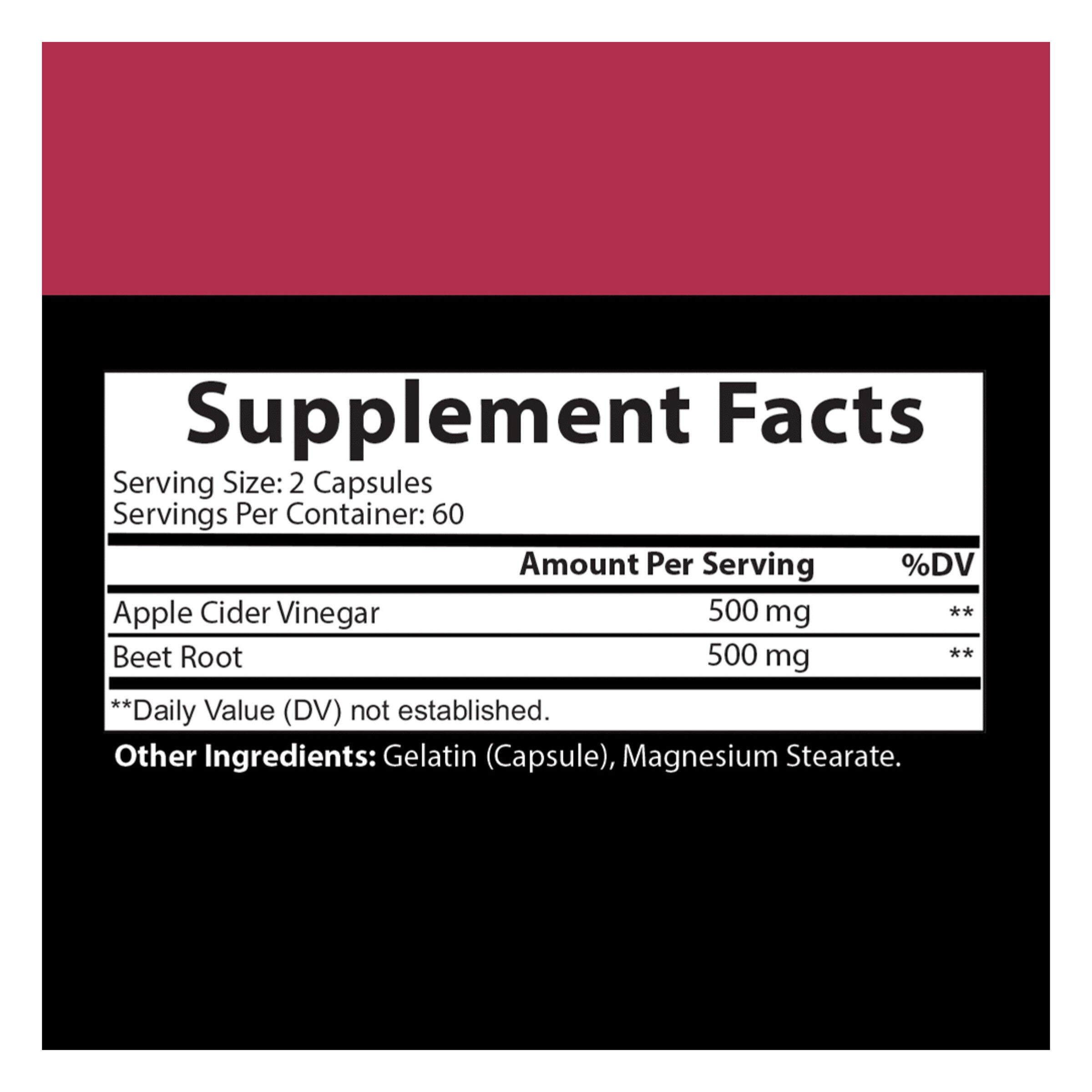 Angry Supplements™ - Apple Cider Vinegar + Beet Root - 120 Capsules (60 ...