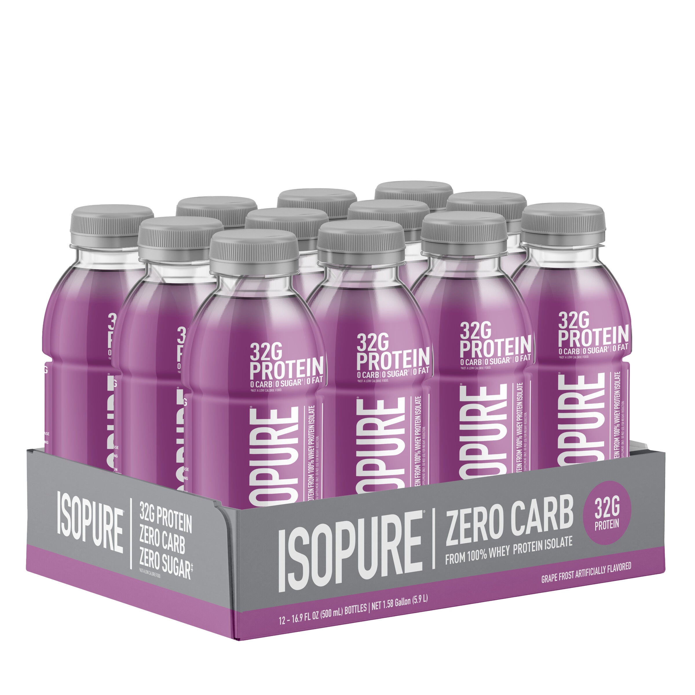 Isopure® - 32g RTD Protein Drink - Grape Frost - 16.9oz (12 Bottles) | GNC