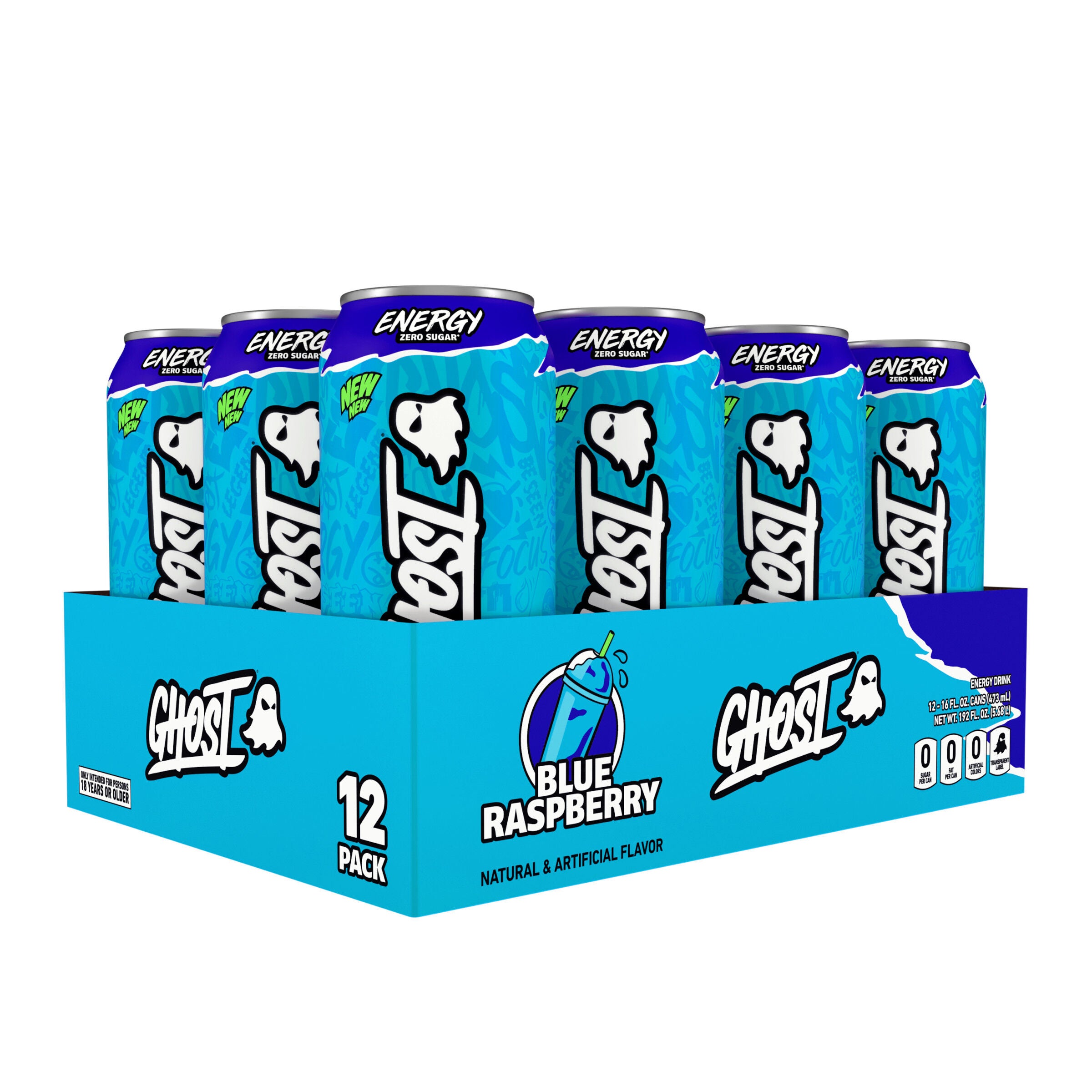 Energy Drink - Blue Raspberry - 16 fl oz. (12 Cans) | GNC