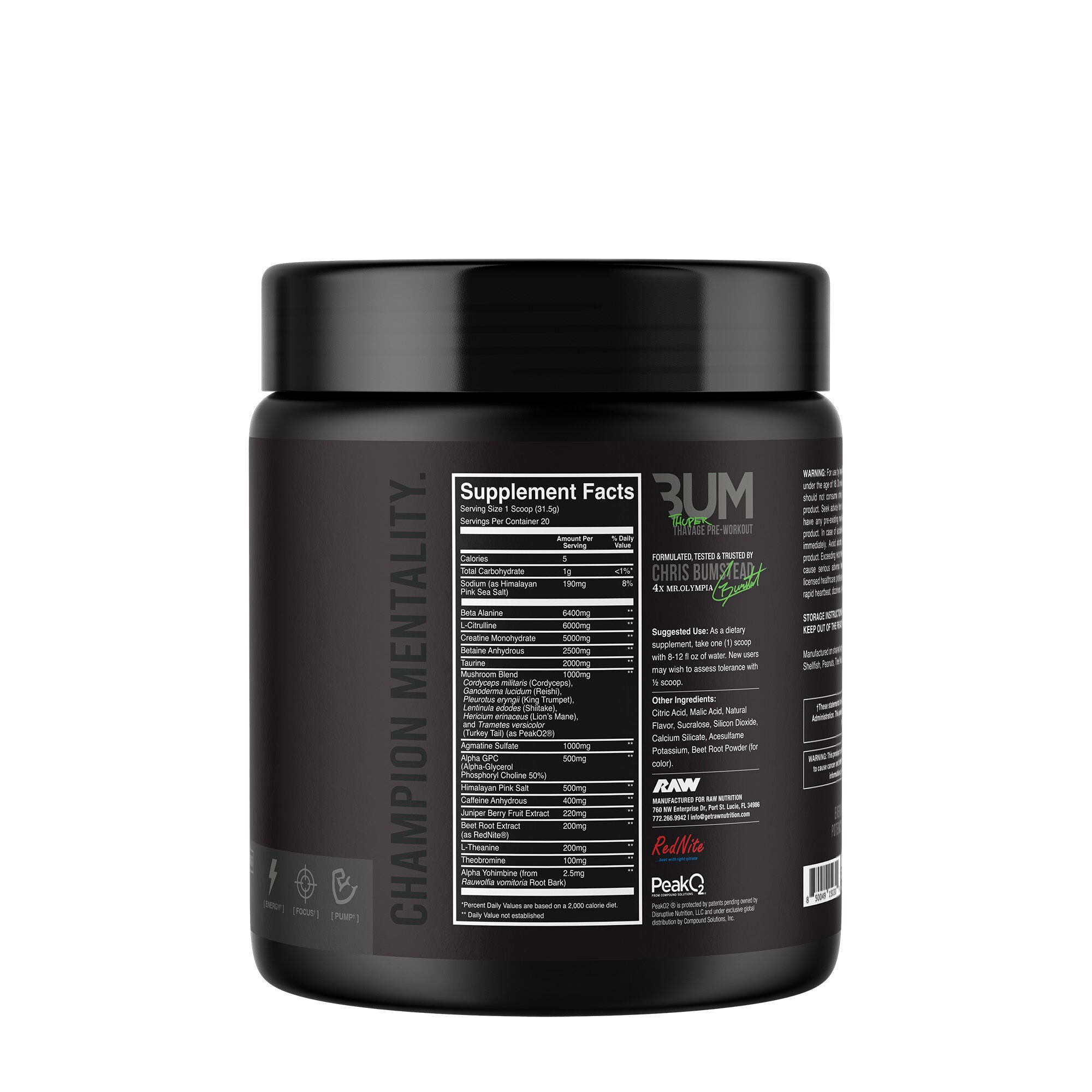 Raw Nutrition - Thuper Thavage Pre-Workout - Citrus Grapefruit - 21.8oz ...