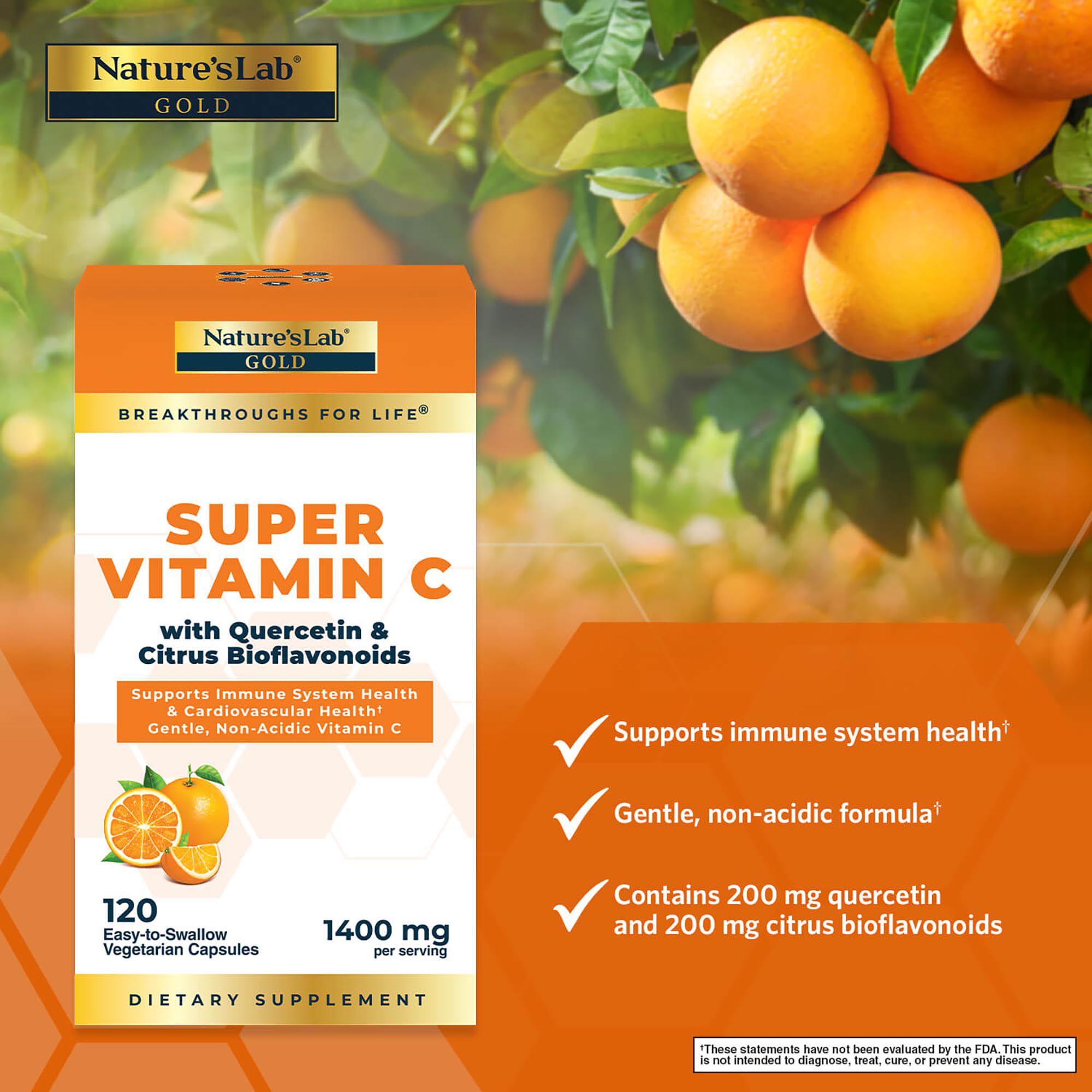 Nature's Lab® Super Vitamin C with Quercetin & Citrus Bioflavanoids | GNC