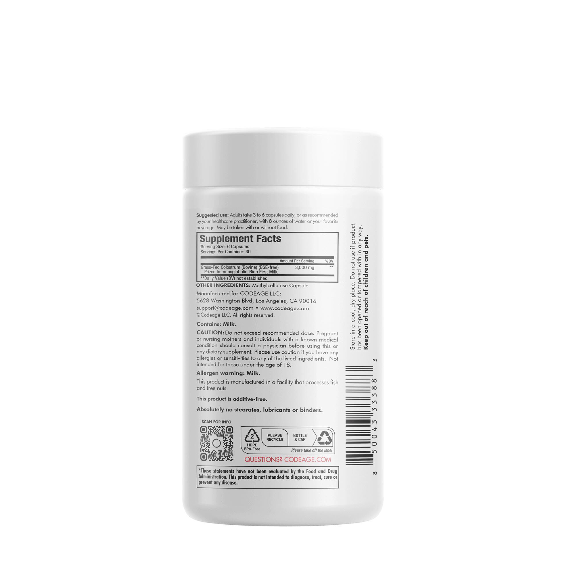Codeage Immuno Colostrum - 180 Capsules | GNC