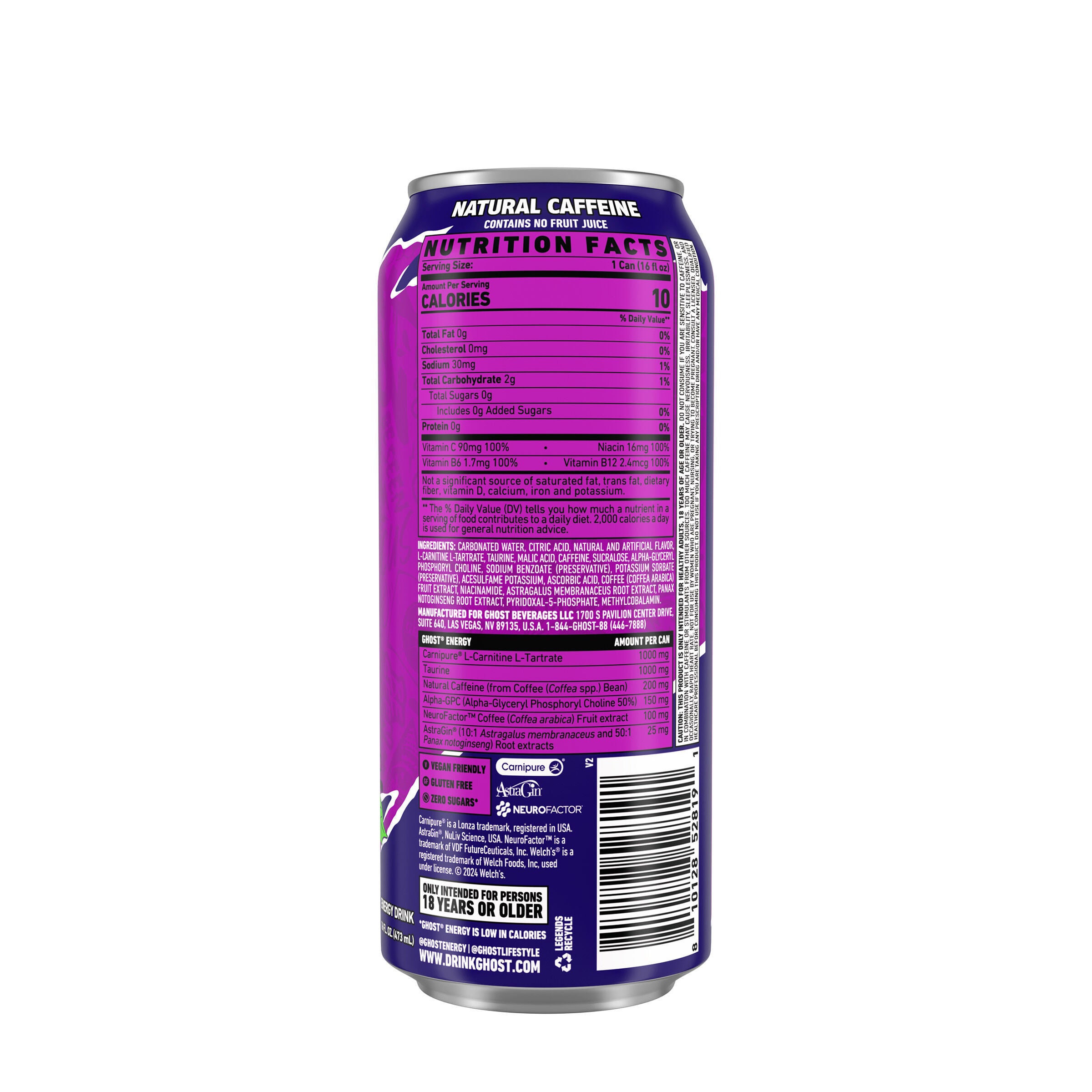 GHOST® - Energy Drink - Welch's Grape® - 16 fl oz. (12 Cans) | GNC