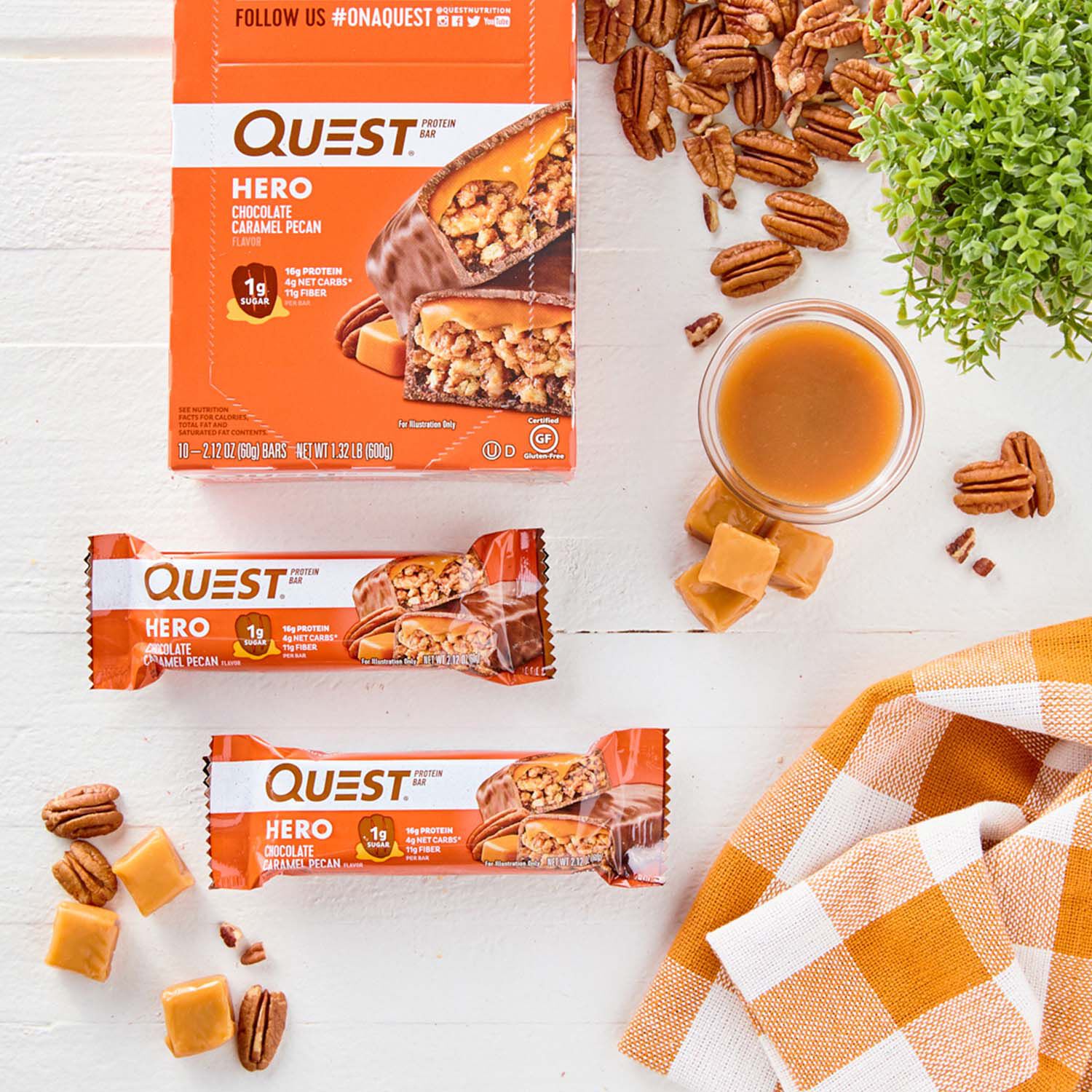 Quest Hero Protein Bars - Chocolate Caramel Pecan (12 Pack) | GNC