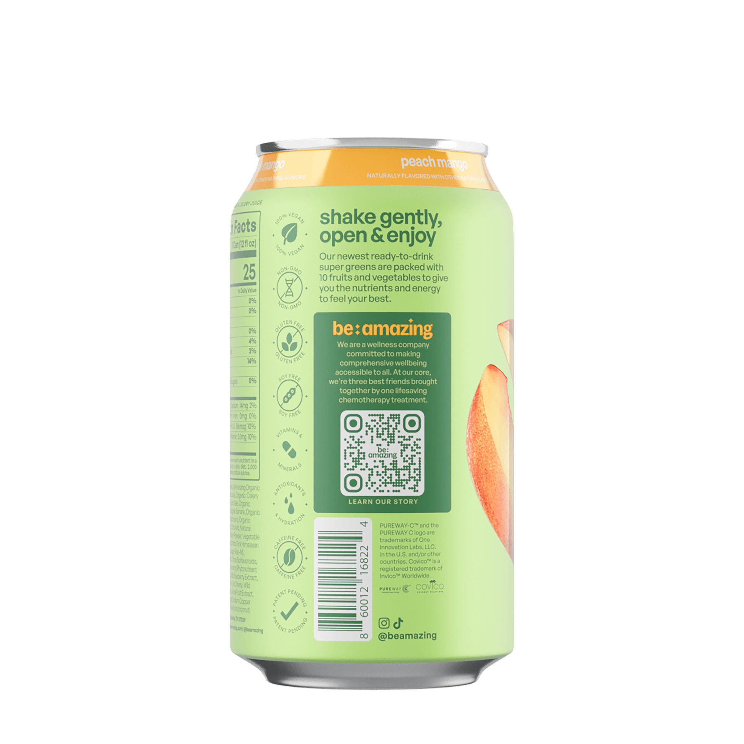 Be Amazing - Greens RTD - Peach Mango - 12 fl oz (8 Cans) | GNC