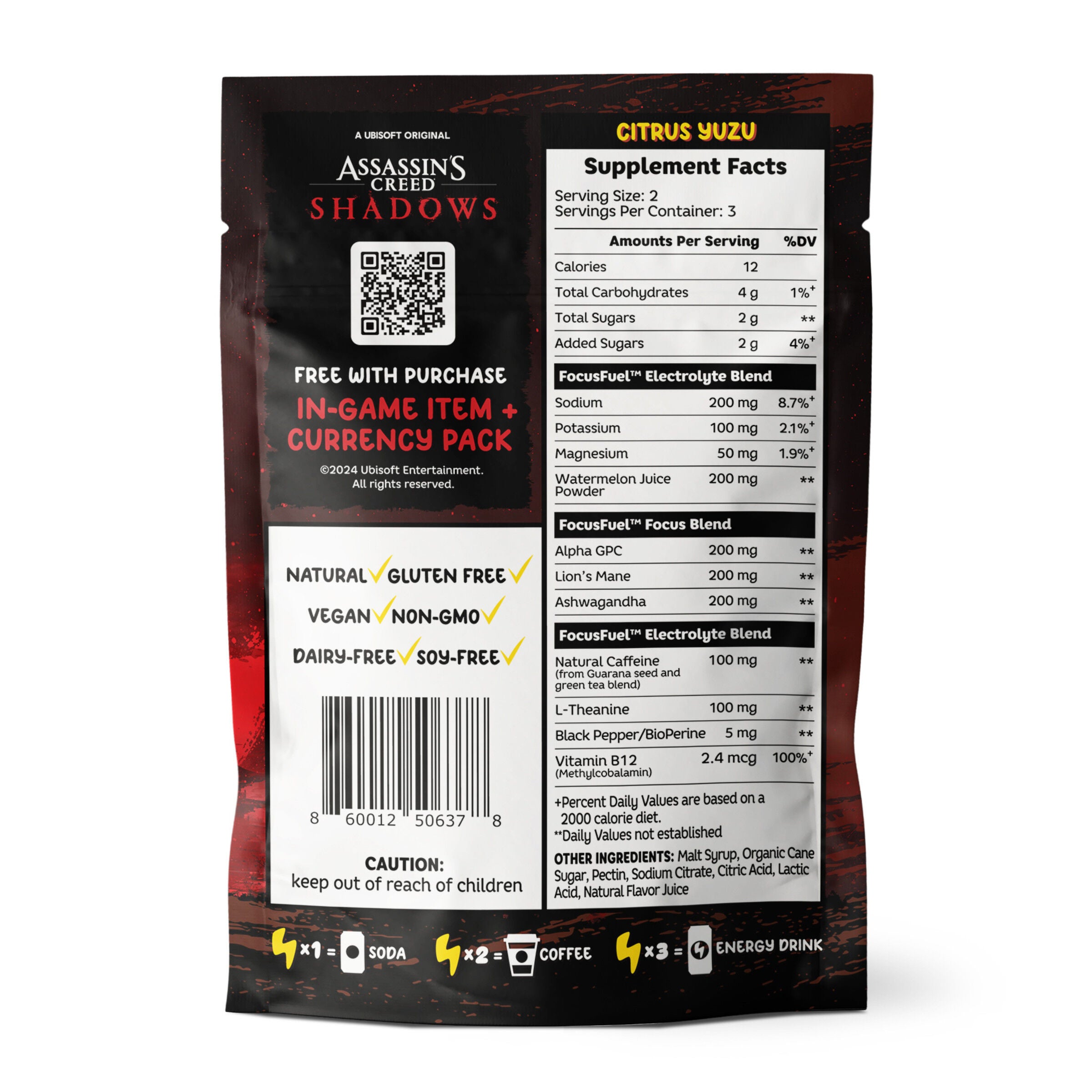 Focus Fuel - Caffeine Boost Gummies - Citrus Yuzu (12 Pack) | GNC