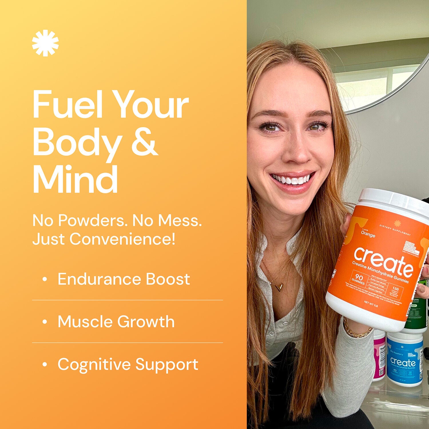 Create Wellness - Creatine Monohydrate Gummies - Orange - 45 Gummies ...