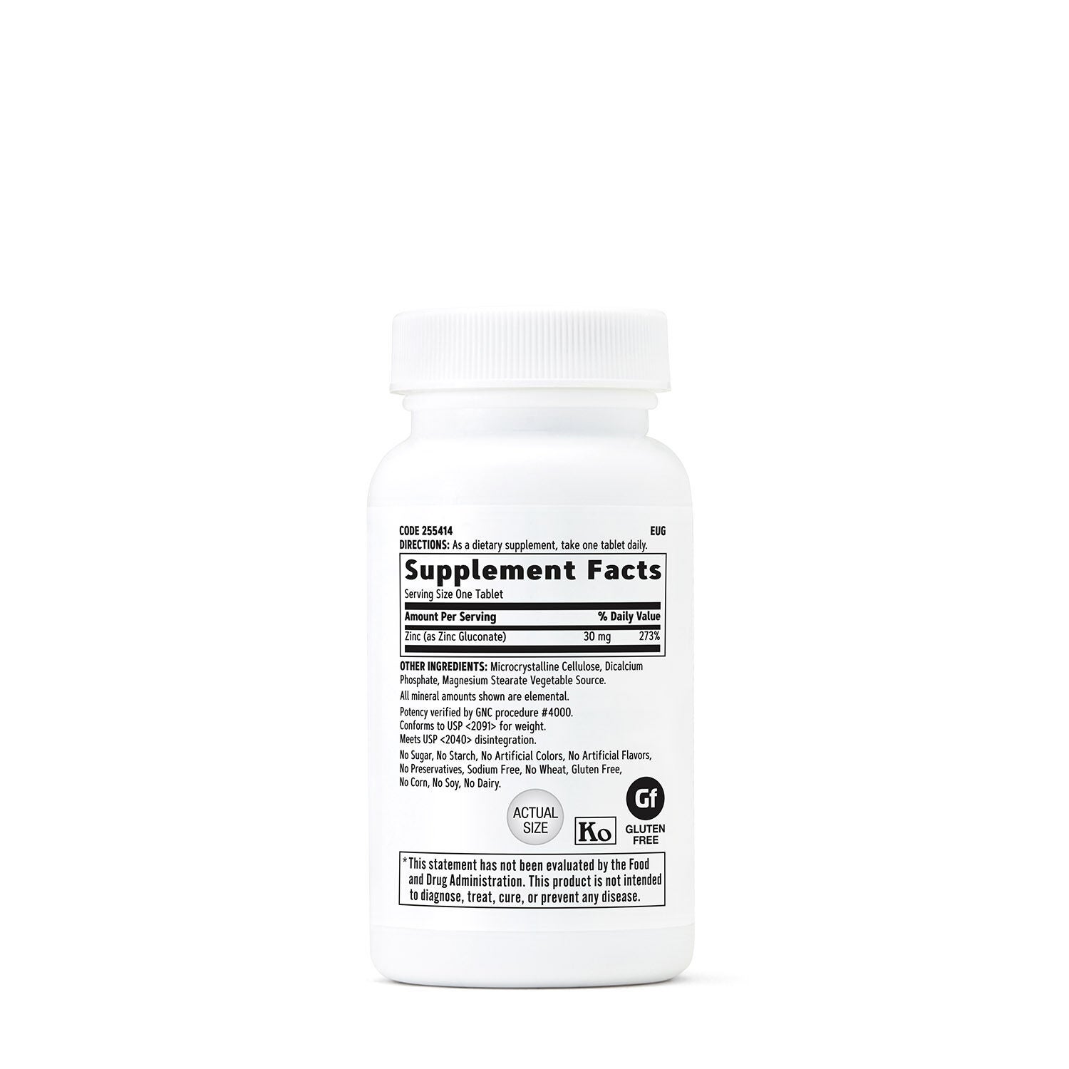 GNC Zinc Supplement Facts