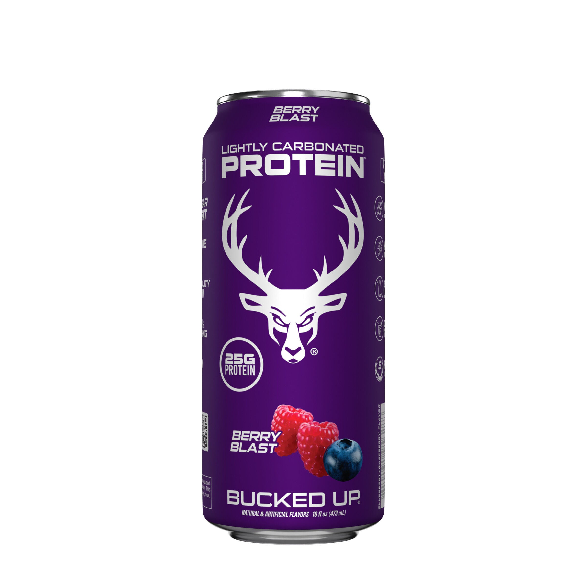 Bucked Up® - Lightly Carbonated Protein RTD - Berry Blast - 16 fl oz (12 Cans) | GNC