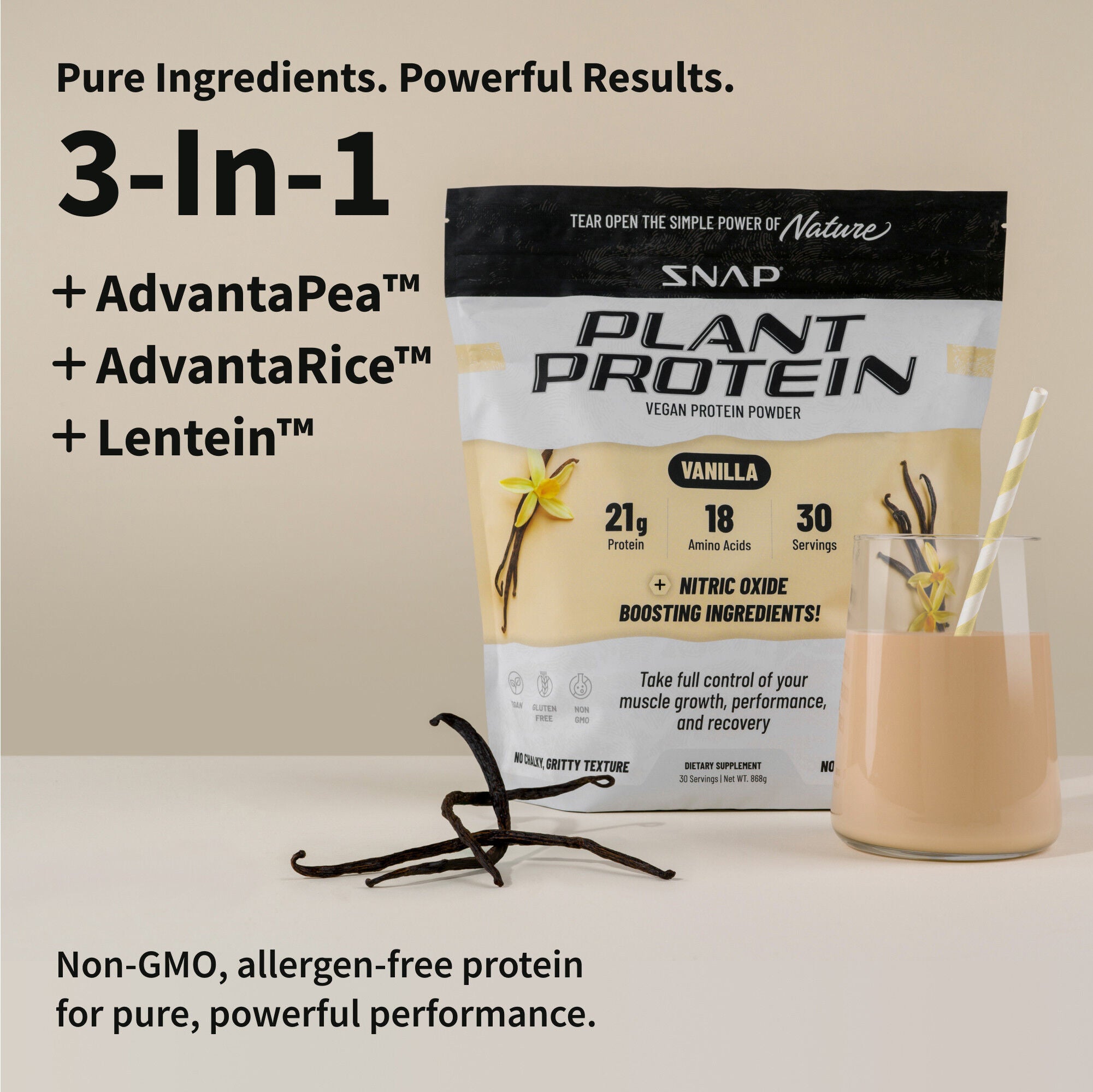 SNAP Supplements Plant Based Vegan Protein Vanilla | GNC