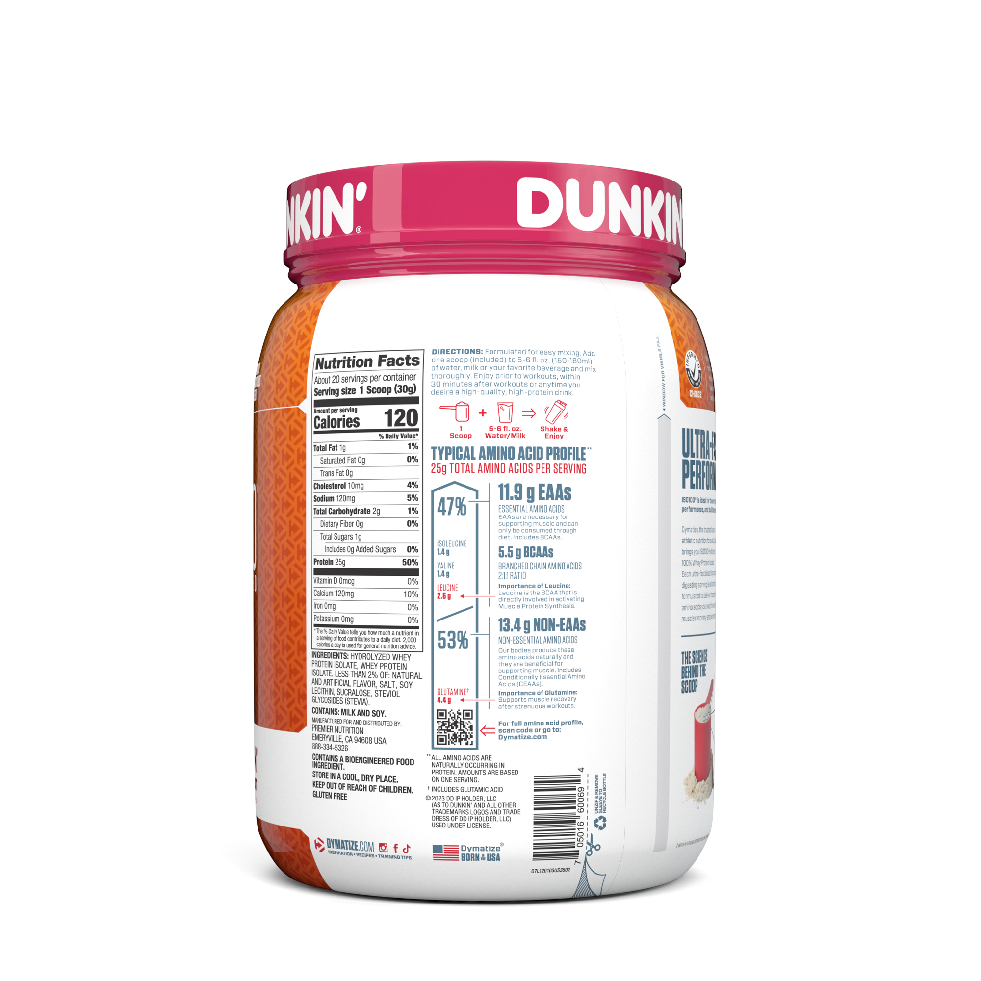 Dymatize® - ISO 100® Whey Protein Isolate - Dunkin® Glazed Donut | GNC