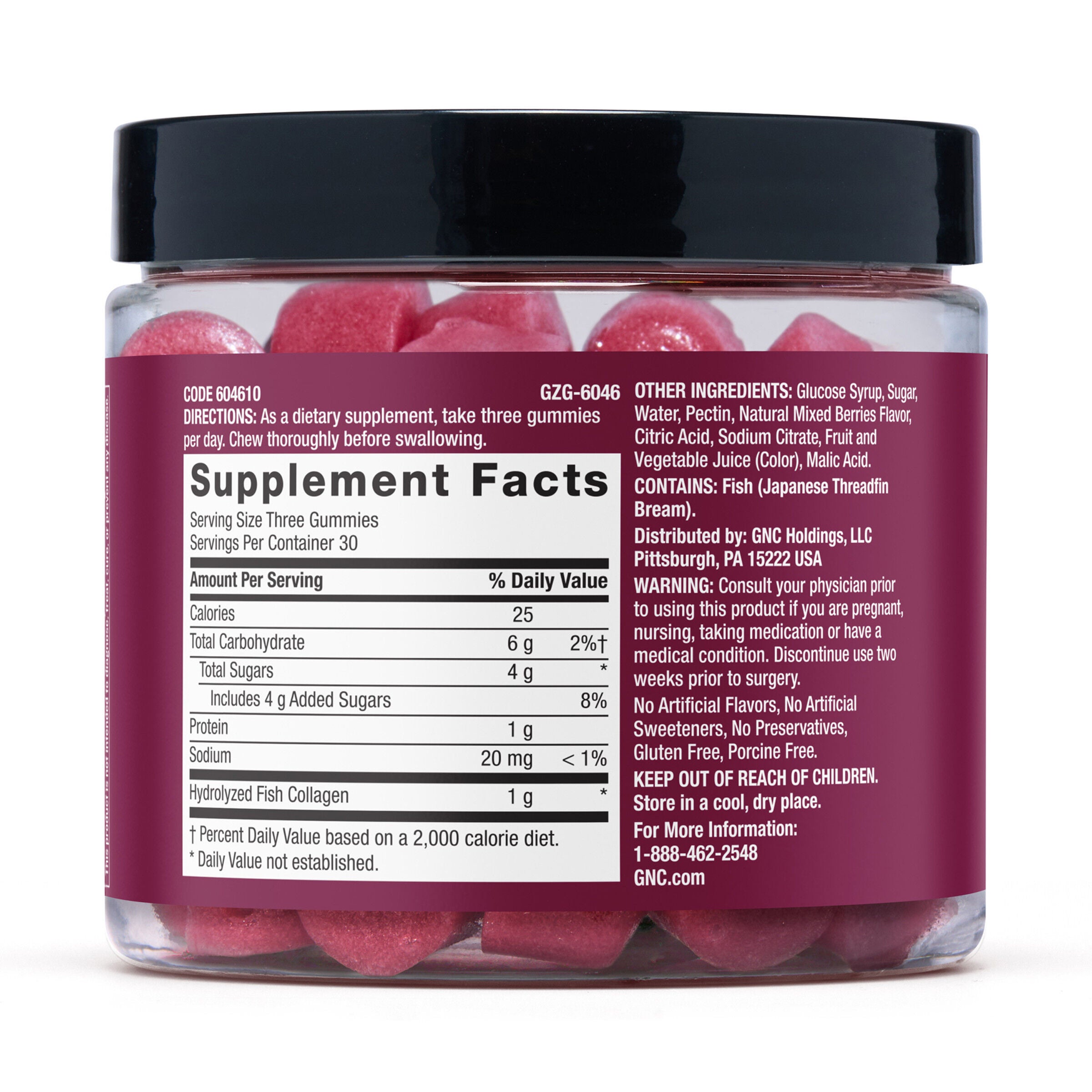 GNC - Premier Collagen Marine Peptides Gummy - Wild Berry - 90 Gummies (30 Servings) | GNC