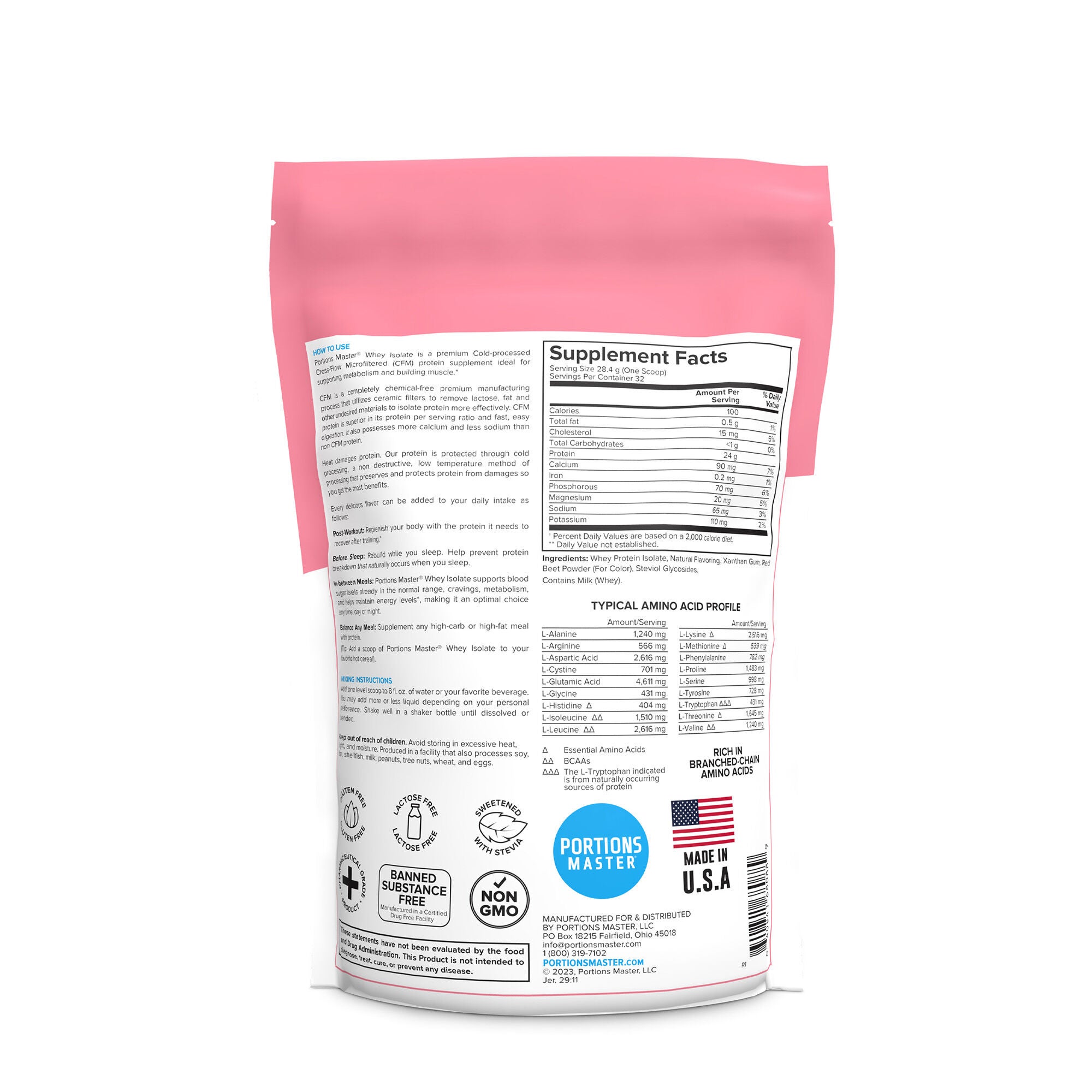 Portions Master - Protein Whey Isolate - Strawberries & Cream - 2lb | GNC