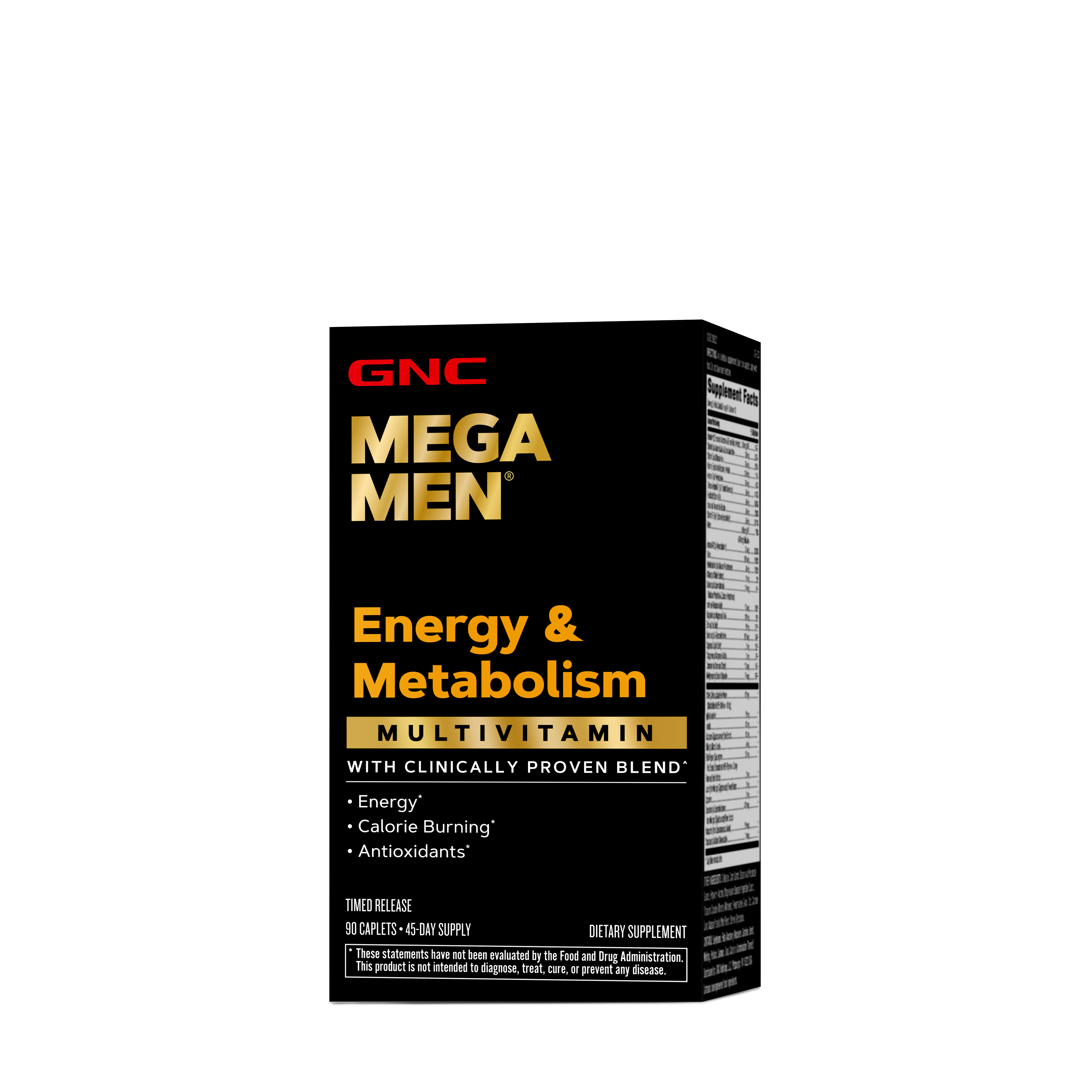 GNC Mega Men® - Energy & Metabolism Multivitamin - 90 Caplets (45 Servings) | GNC