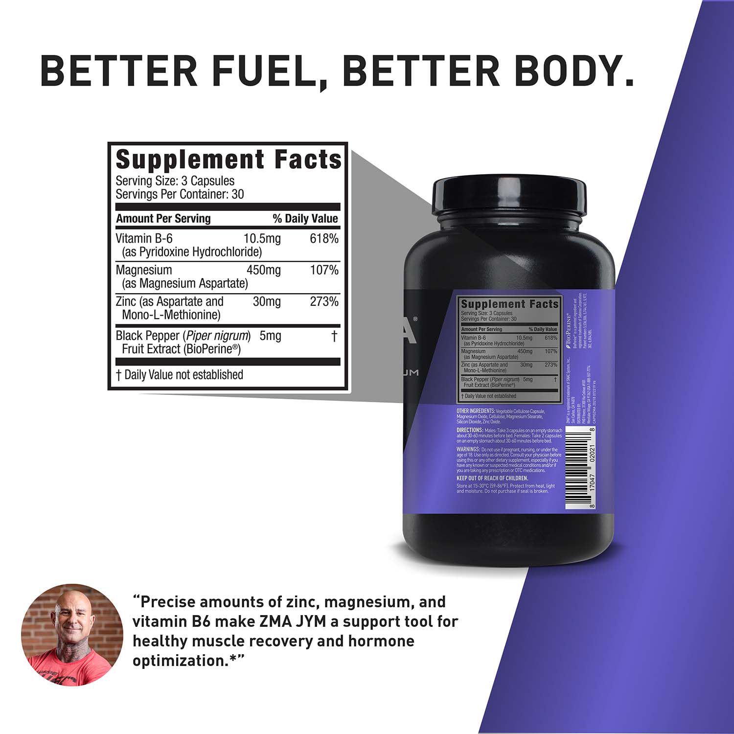 Jym ZMA Supplement Back View Supplement Facts