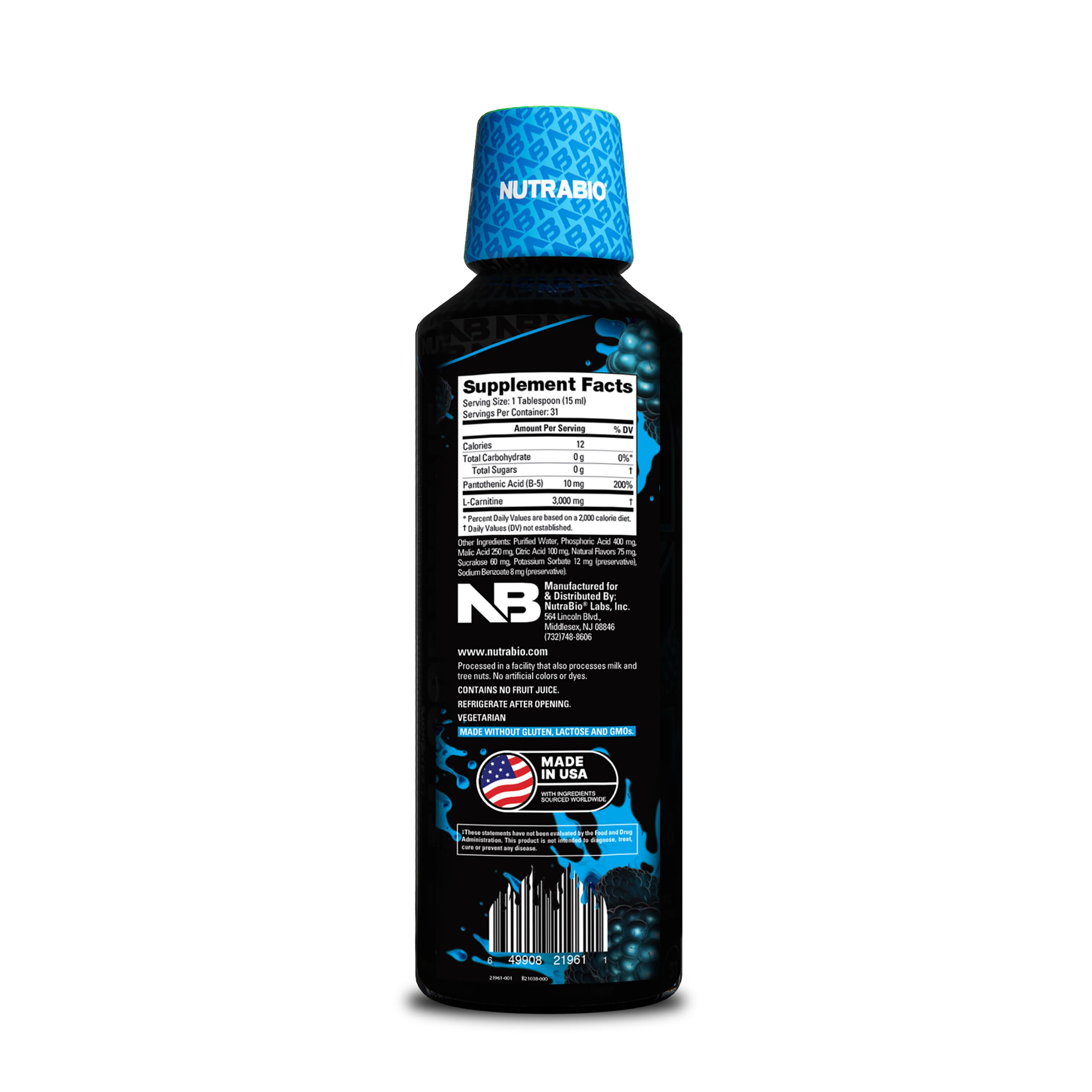 NutraBio® - L-Carnitine 3000 - Blue Razz - 31 Servings | GNC