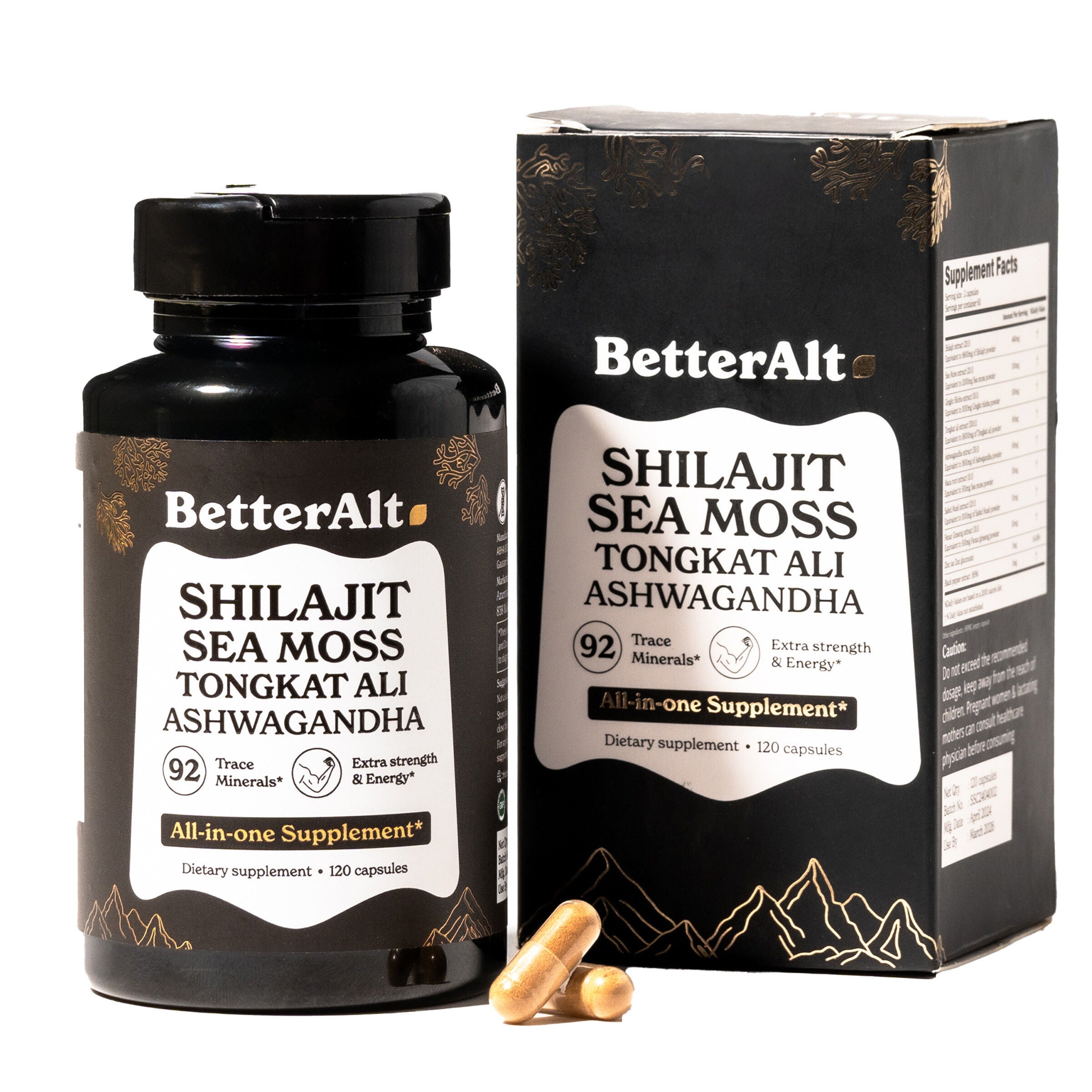 BetterAlt - Shilajit Sea Moss - 120 Capsules (60 Servings) | GNC