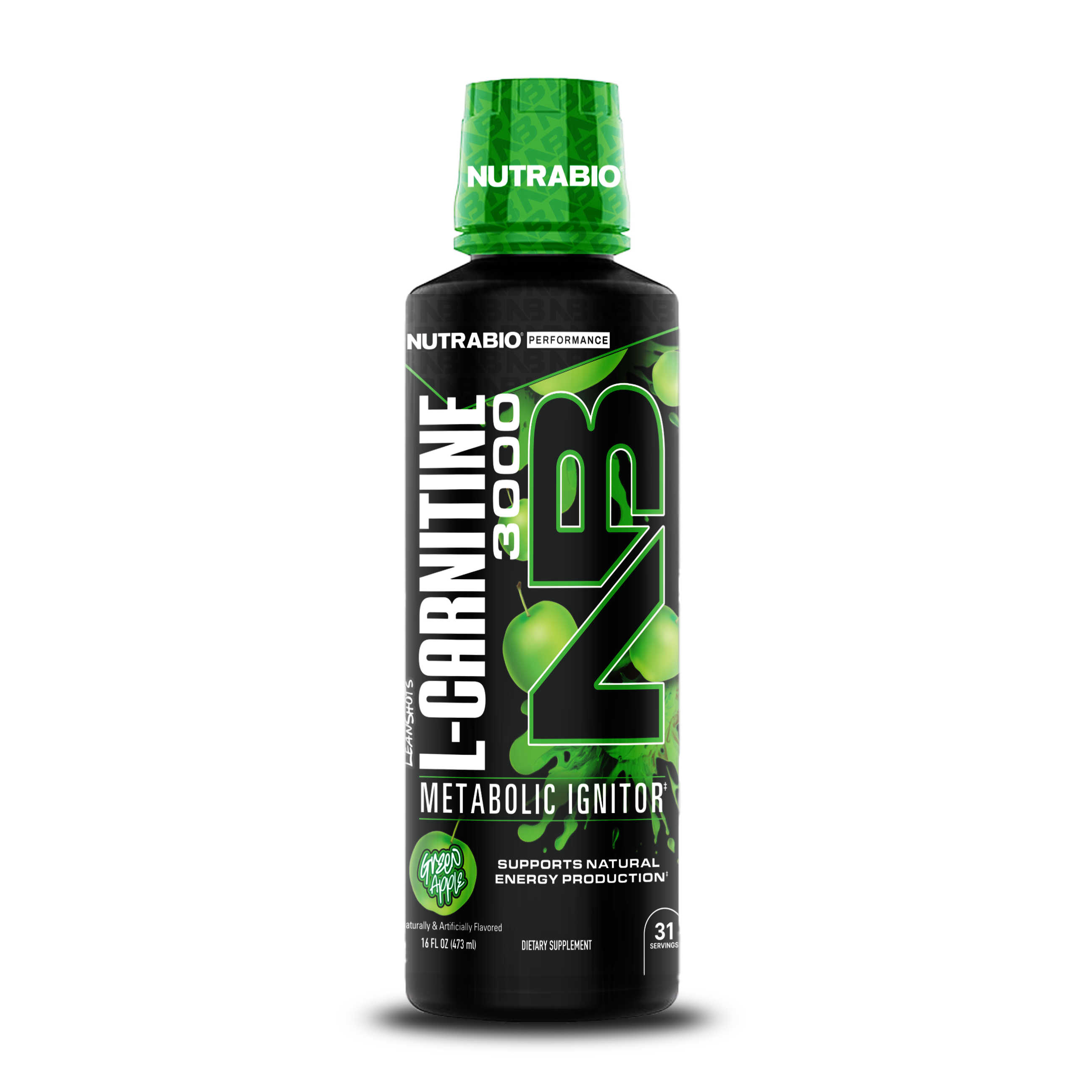 NutraBio® - L-Carnitine 3000 - Green Apple - 16 fl oz (31 Servings) | GNC